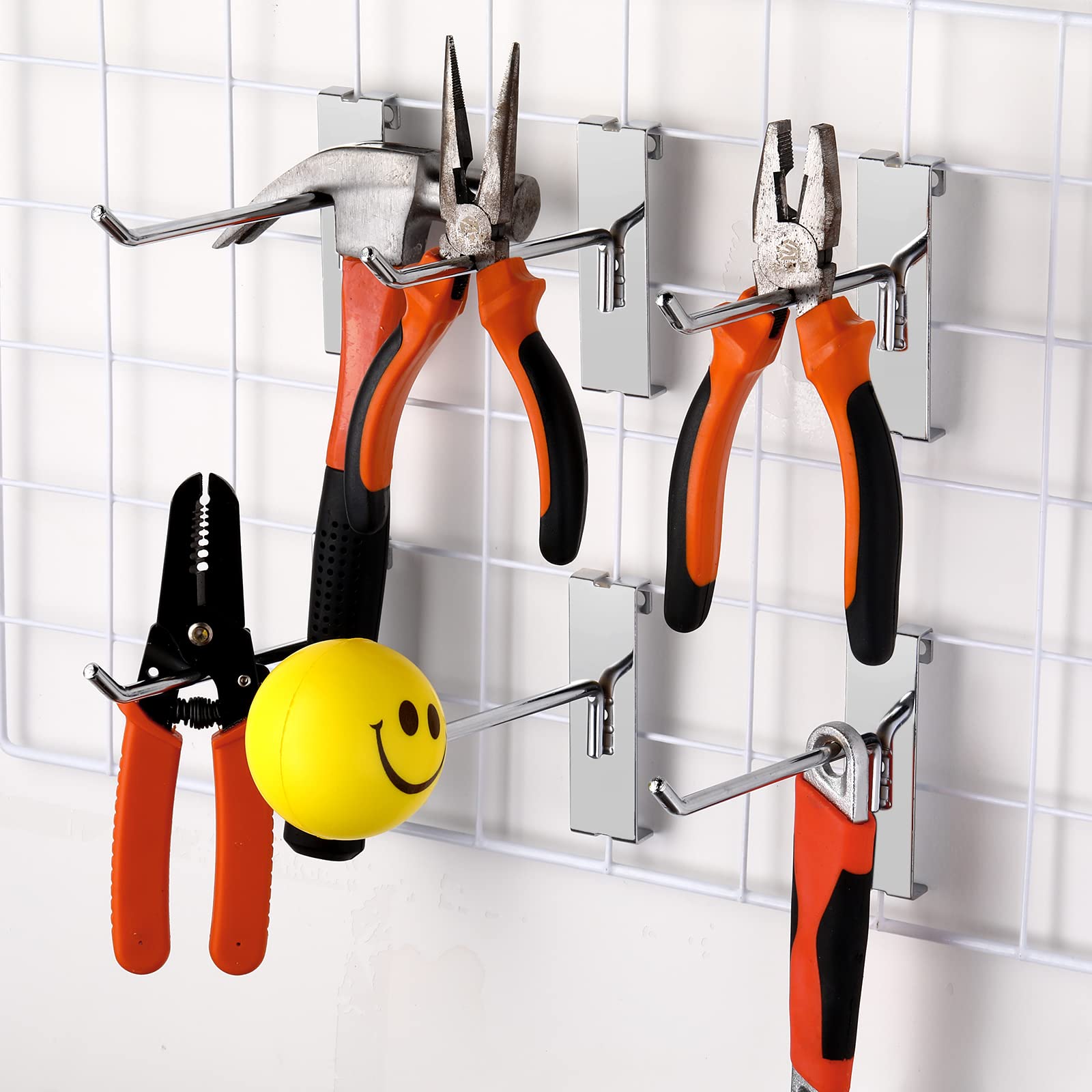 Chumia 50 Pieces 6 Inches Gridwall Panel Hooks Grid Wall Hangers Silver ...