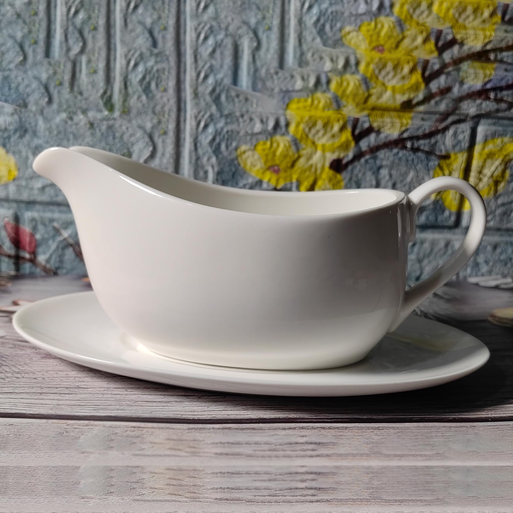 Amazon.com | Cobata 13oz Gravy Boat with Tray - Upgrading White Sauces ...