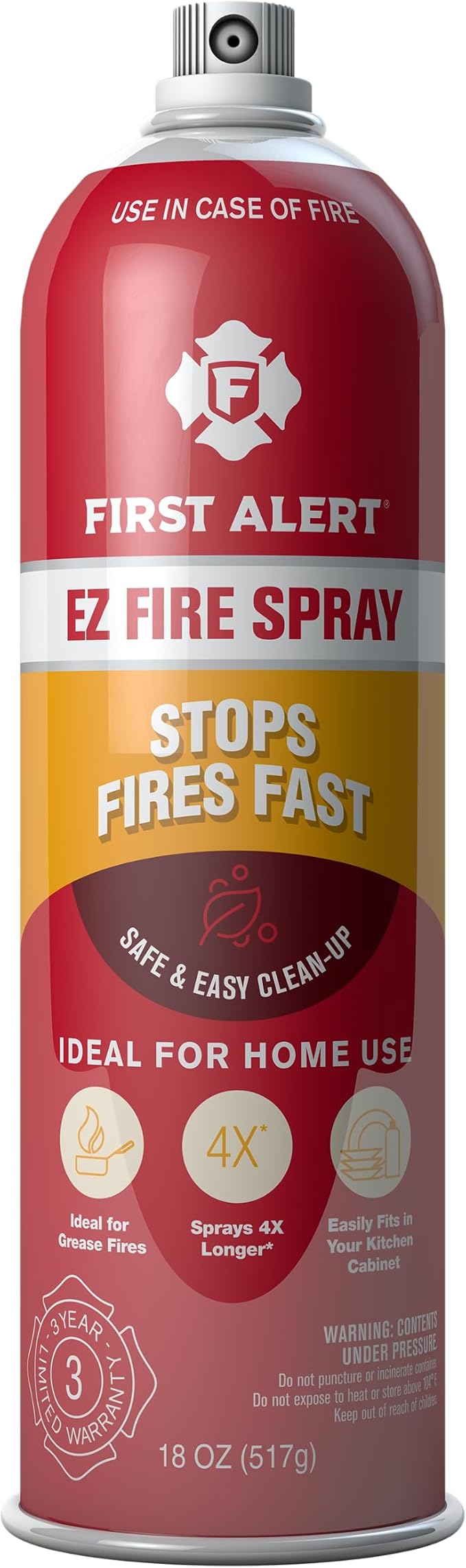 First Alert EZ Fire Spray, Extinguishing Aerosol Spray, AF400 Red 18 ...