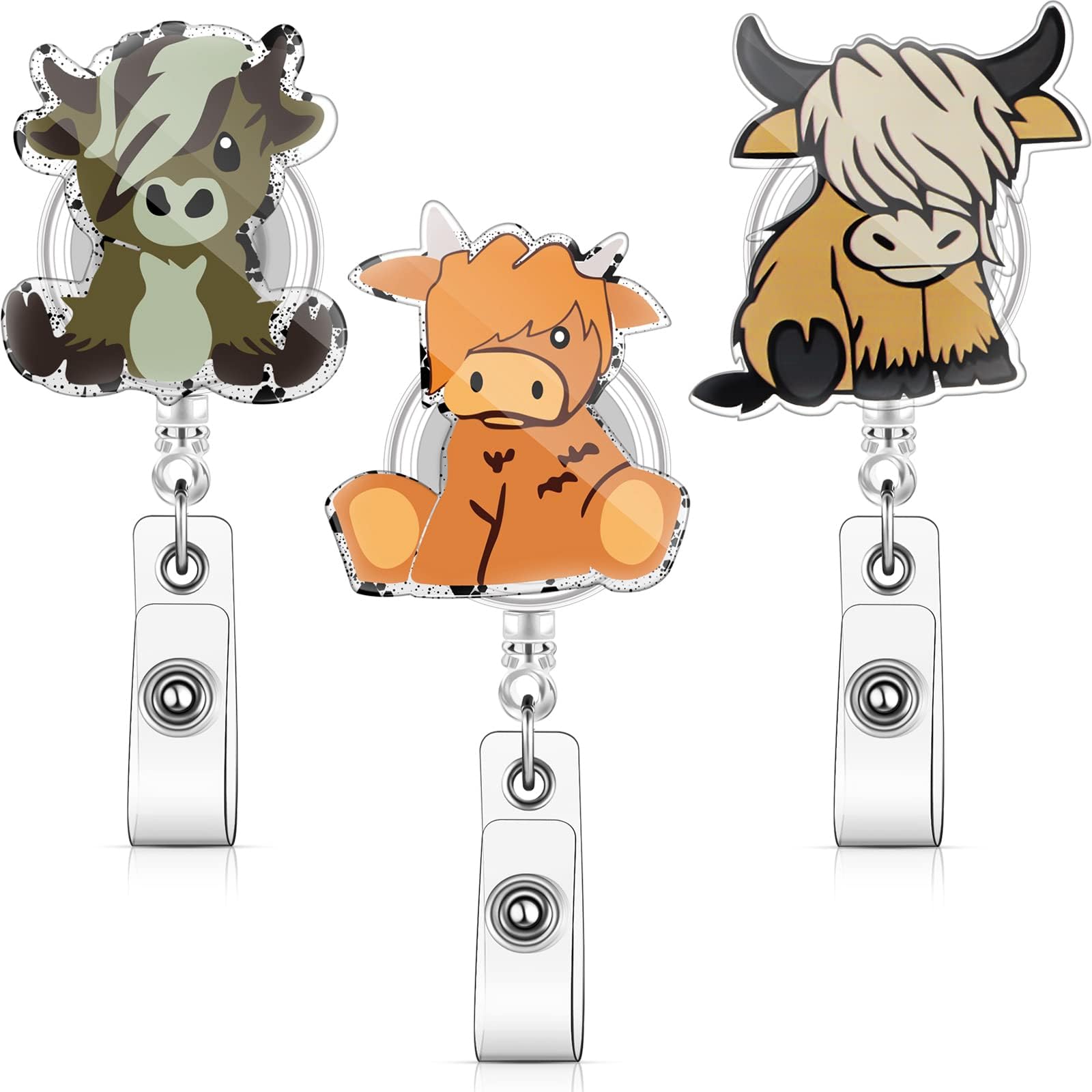 Amazon.com : 3 Pack Cow Badges Cute Name Clip with Swivel Clip Funny ...