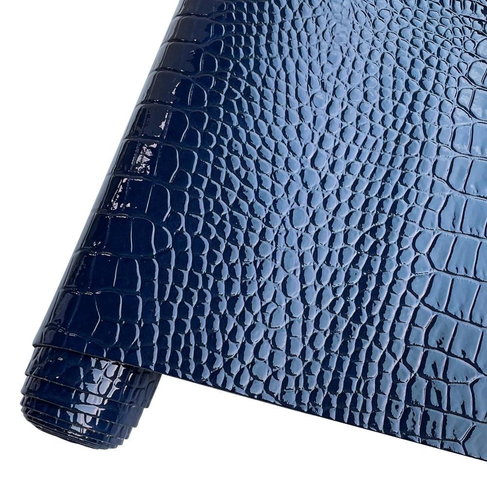 Amazon.com: HYANG Dark Blue Glossy Embossed Crocodile Texture PU Faux ...
