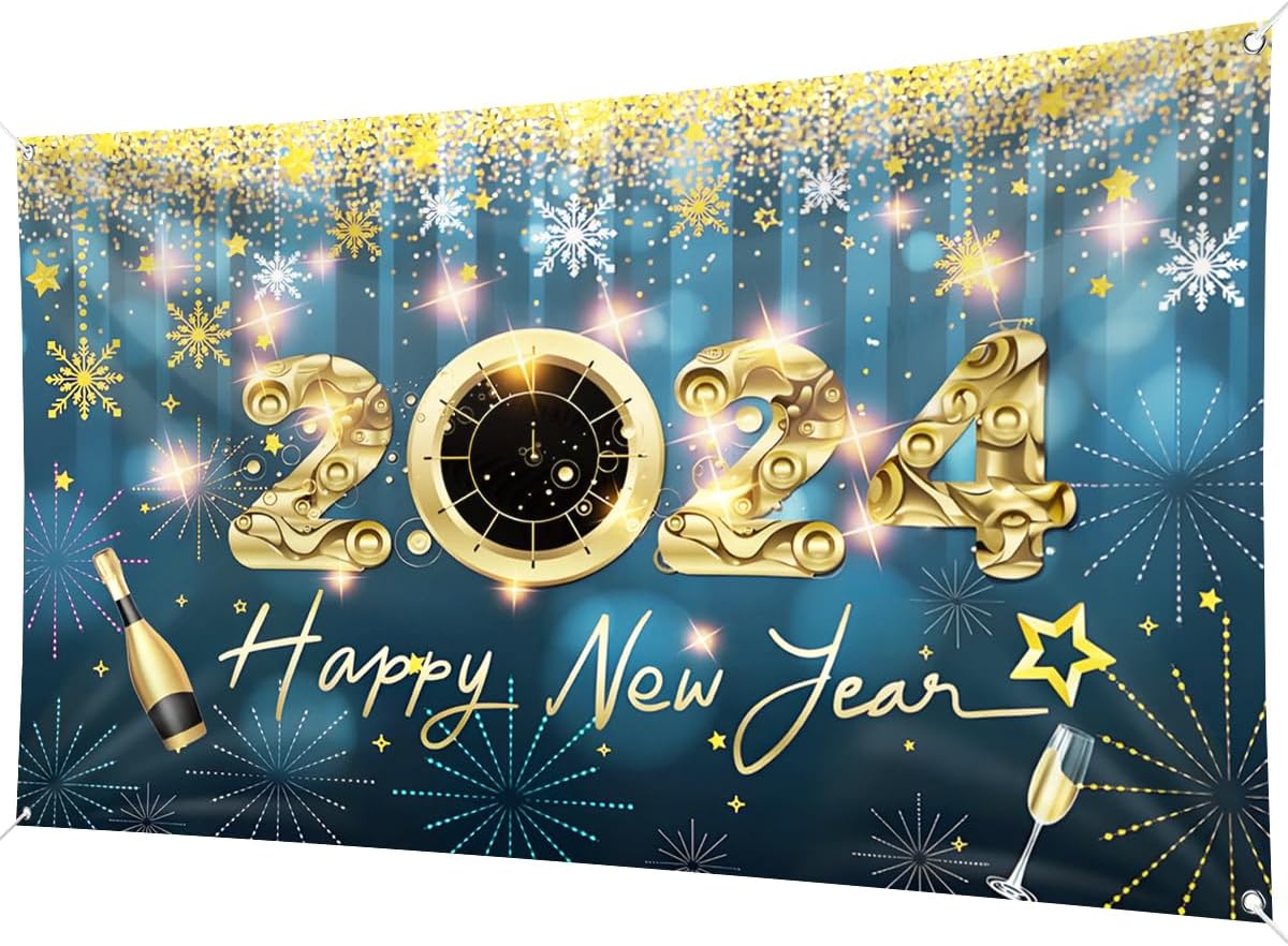 Amazon.com: 72x12 Inch Neno Happy New Year Door Banner,2PCS Firework ...
