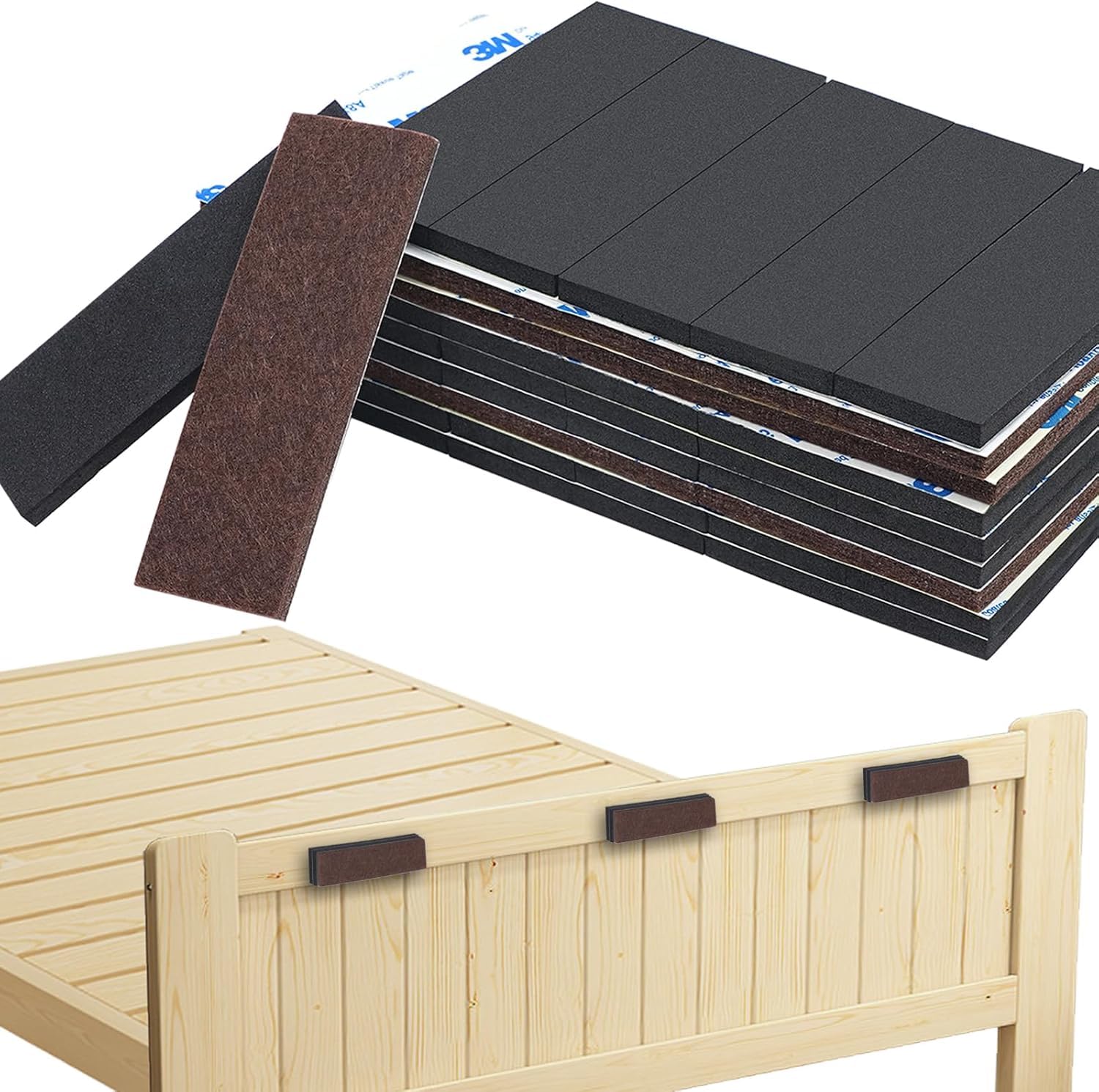 54Pcs Headboard Stoppers for Wall (18Pcs Felt Pads + 36Pcs EVA Foam ...