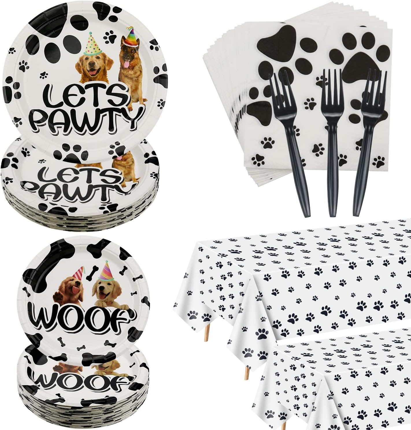 Amazon.com: PIXHOTUL 162Pcs Dog Party Supplies - Doggy Themed Tableware ...