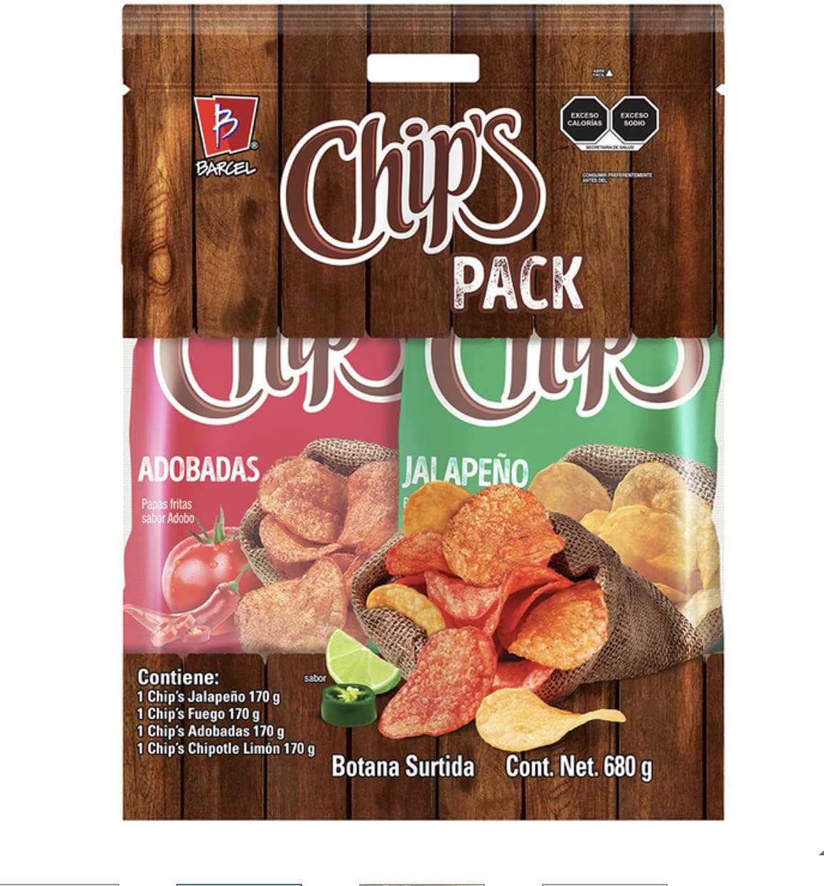 Surtido De Papas Fritas Chips 4 De 170 g. c/u. : Amazon.com.mx ...