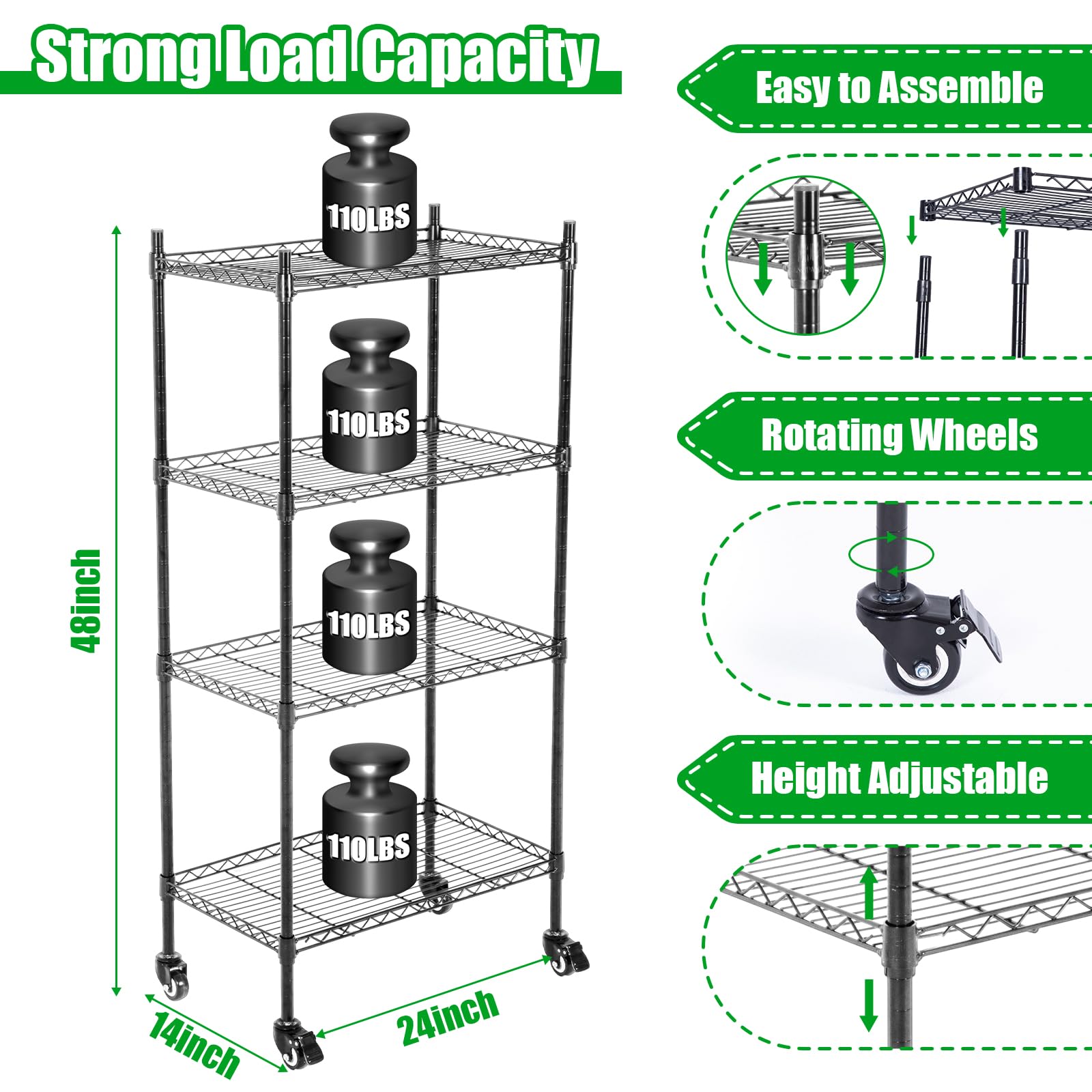 Meonum Plant Shelf with Grow Light, 4 Layers Plant Stand with 6 Pack ...