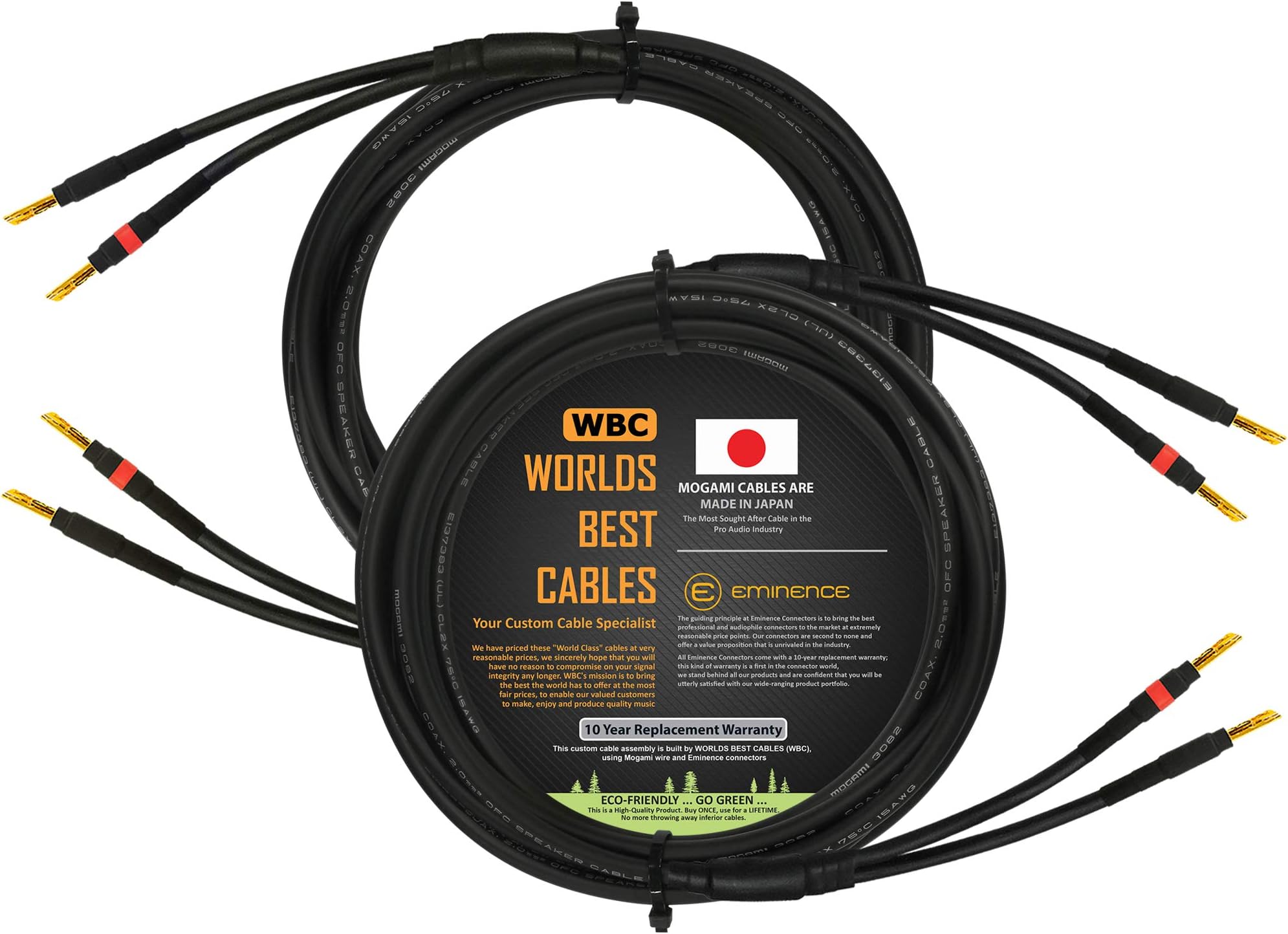 Micca Pure Copper Speaker Wire with Gold Plated Banana Plugs 14AWG 12 ...