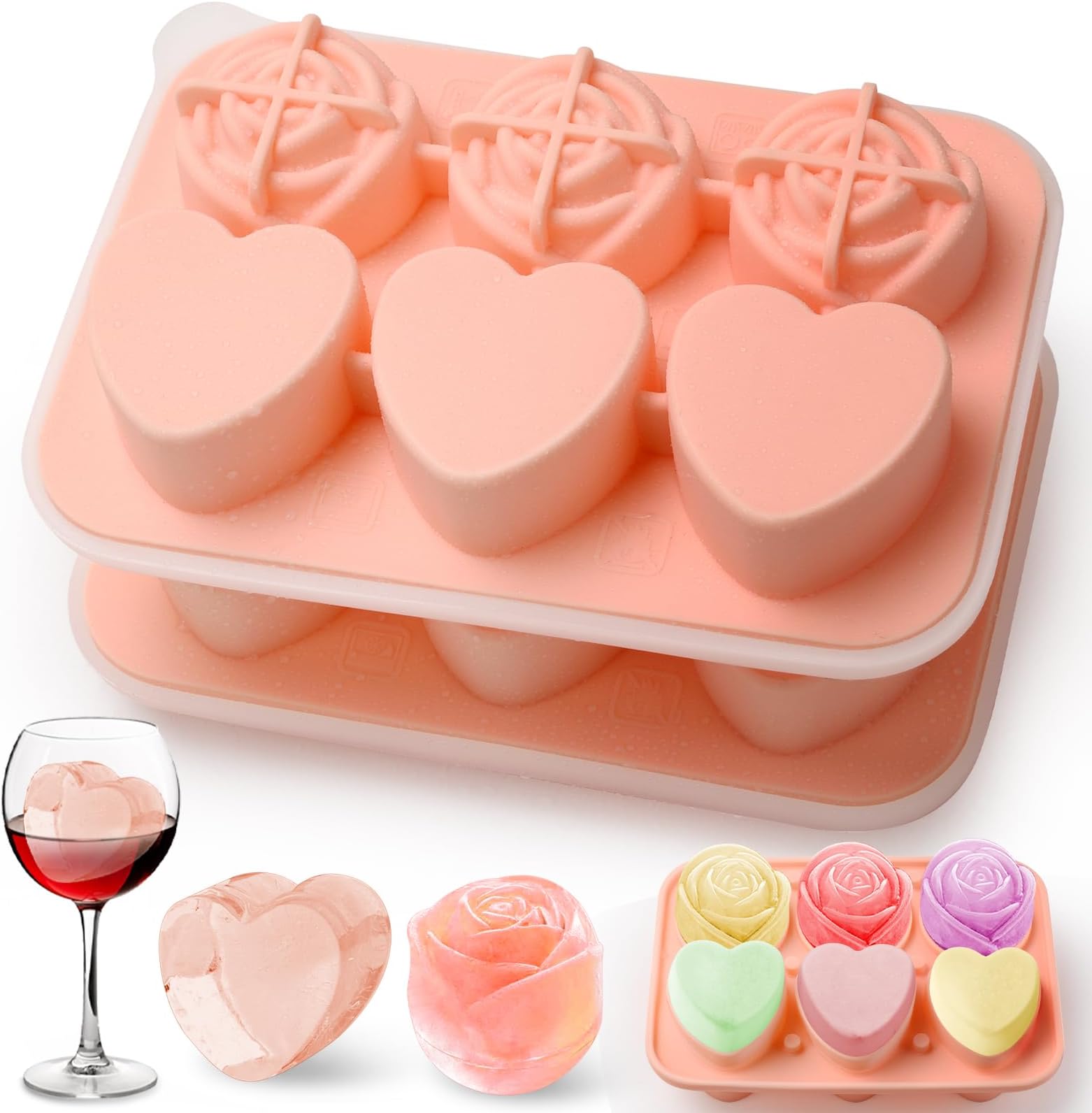 Amazon.com: Silicone Ice Cube Trays for Freezer with Lid,2 Pack Cute ...