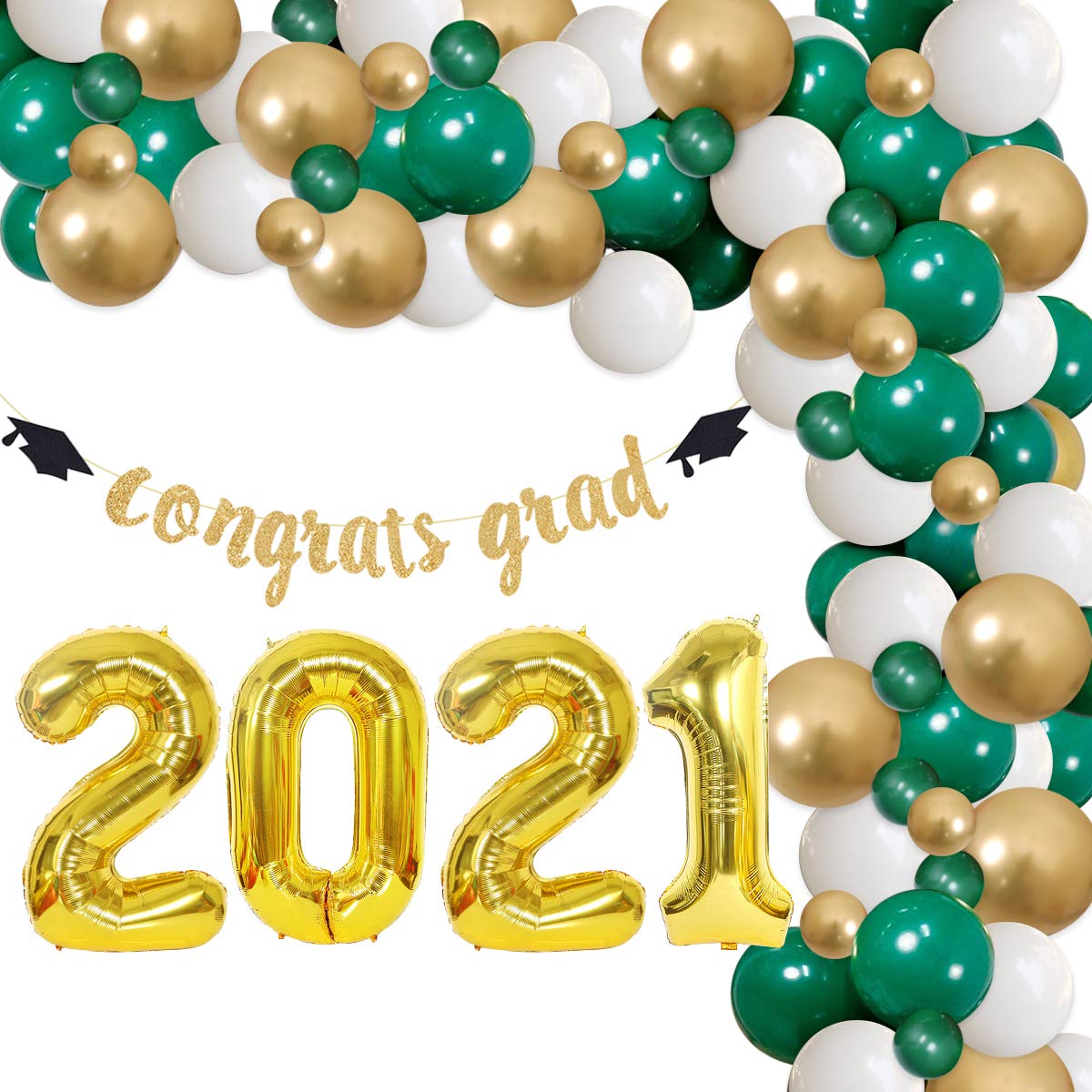 Buy Green and Gold Graduation Party Decorations 2022 Congrats Grad ...