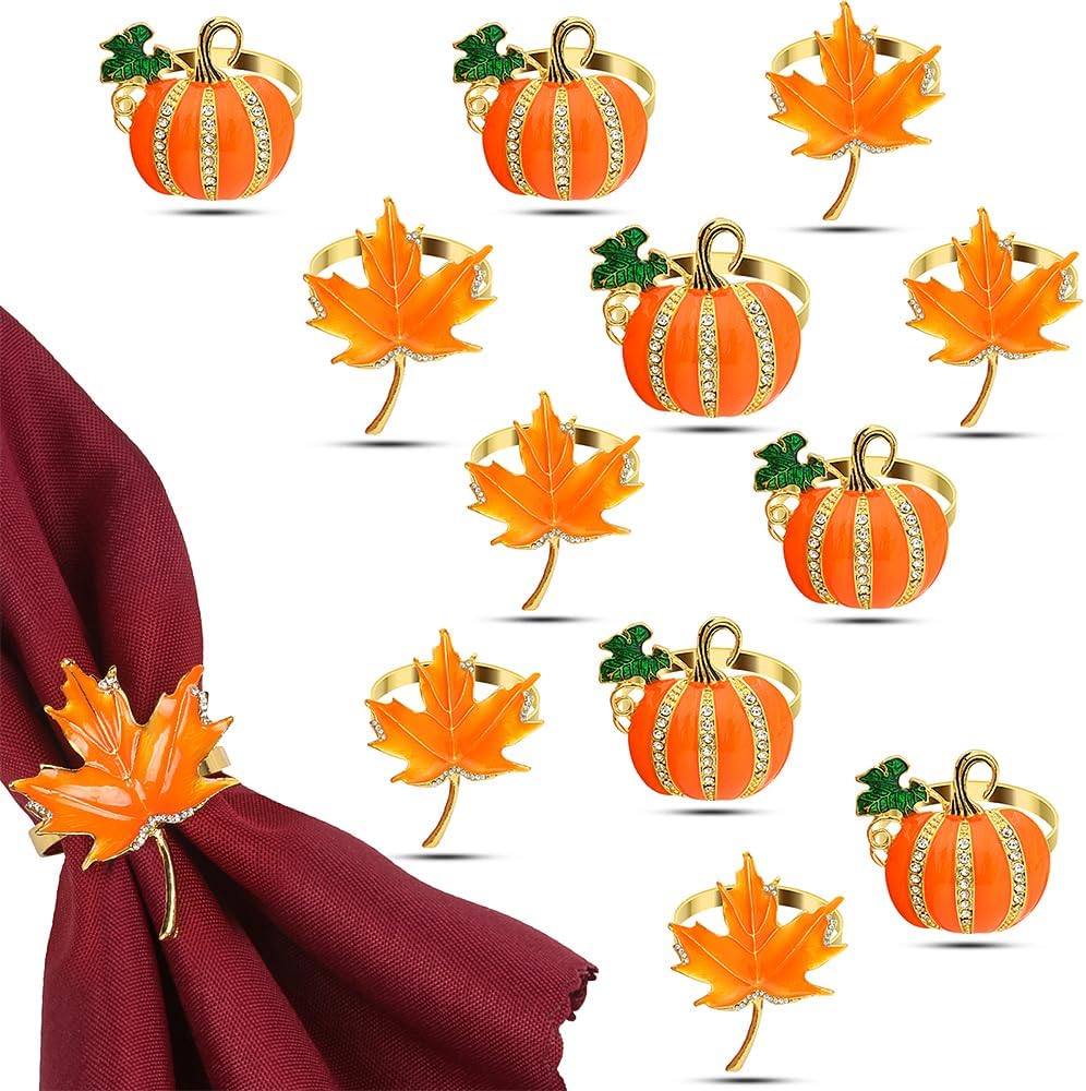 Amazon.com: STMK Set of 24 Thanksgiving Day Napkin Rings, Rustic ...