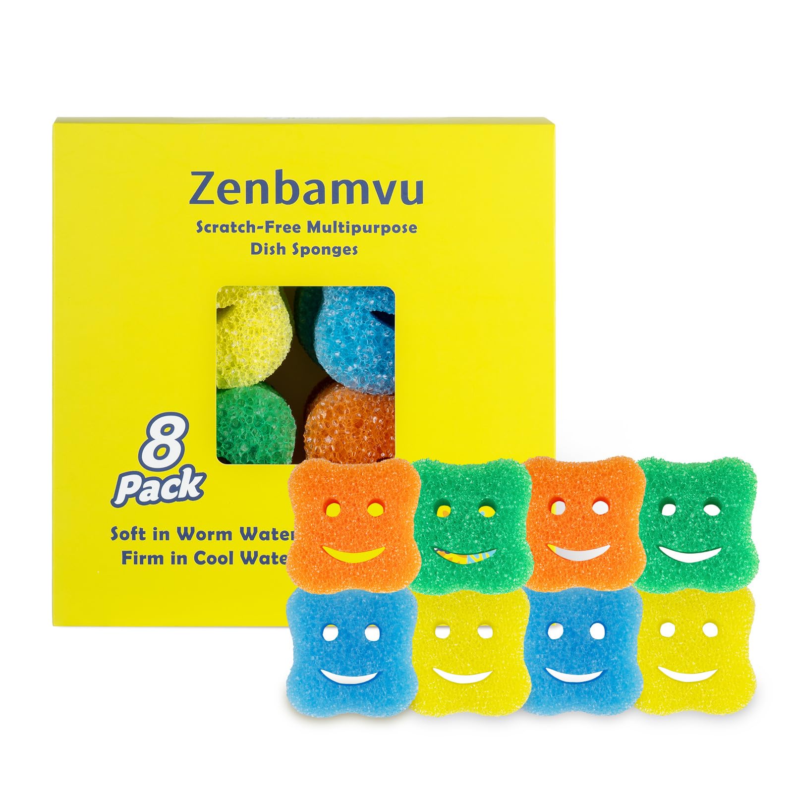 Amazon.com: ZENBAMVU Kitchen Scrubbing Sponge 8 PCS,Non-Scratch Scrub ...