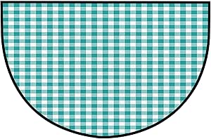 Amazon.com: Half Round Teal Plaid Buffalo Check Door Mat Outdoor ...