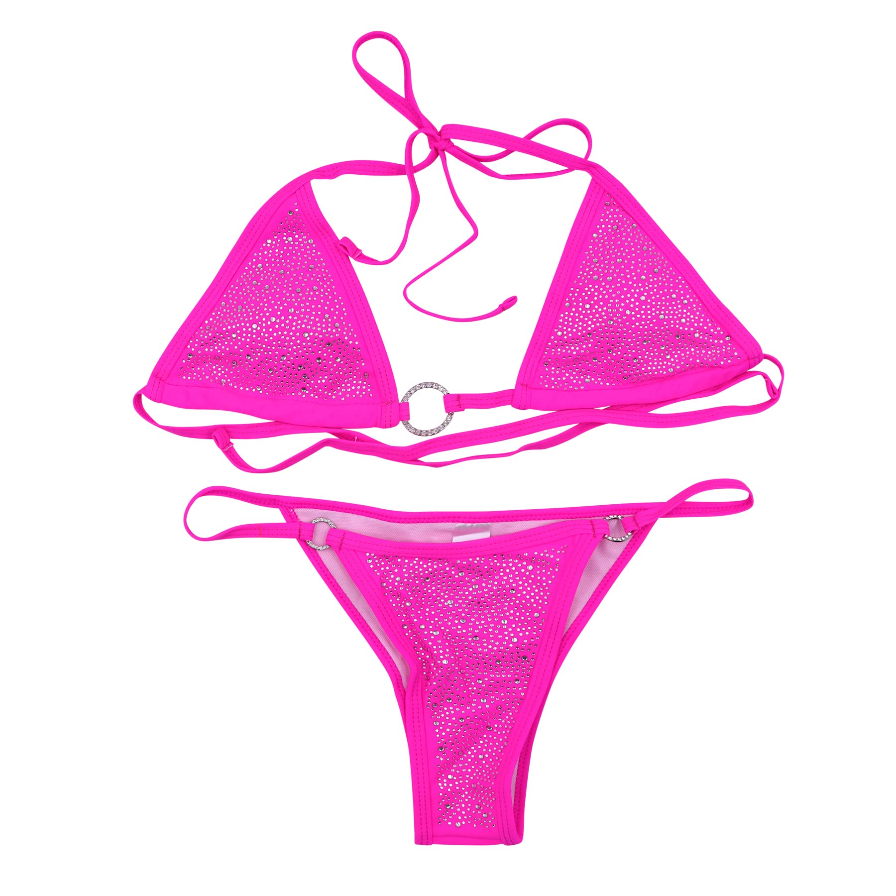 Snapklik.com : Women 2 Piece Sparkly Rhinestone Triangle Bikini Set ...
