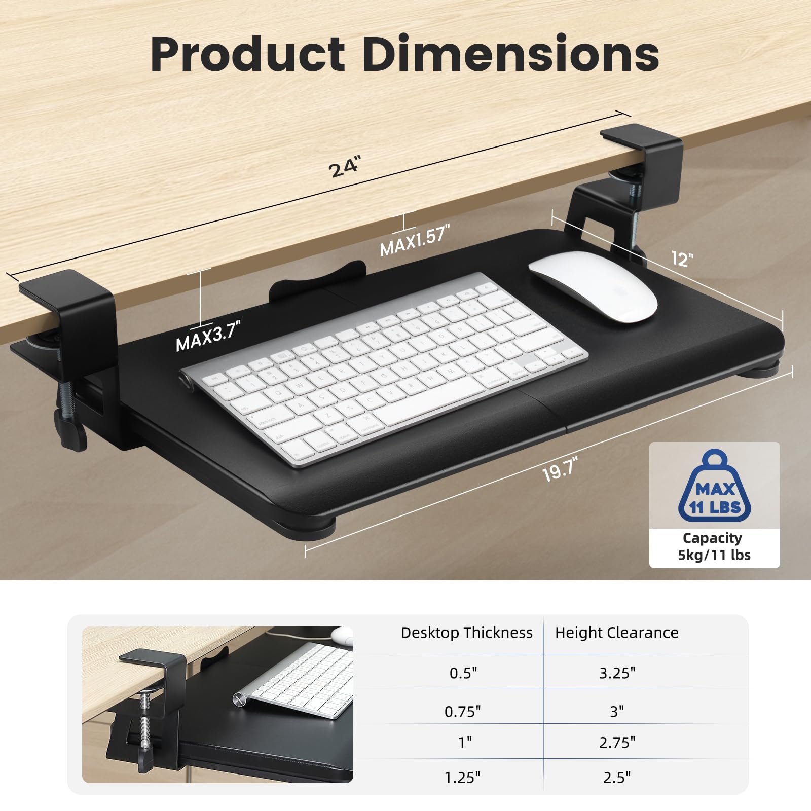 Desk Keyboard Tray Slide Out Keyboard Tray Under Desk Slide-Out ...