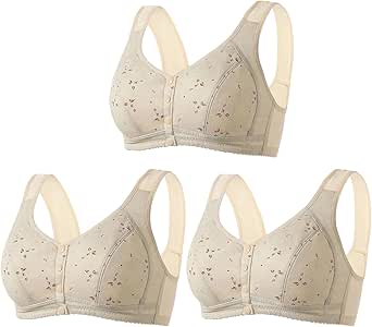 ABOUTYES 3 Piece Bra Set for Womens Wireless Front Button Comfortable ...