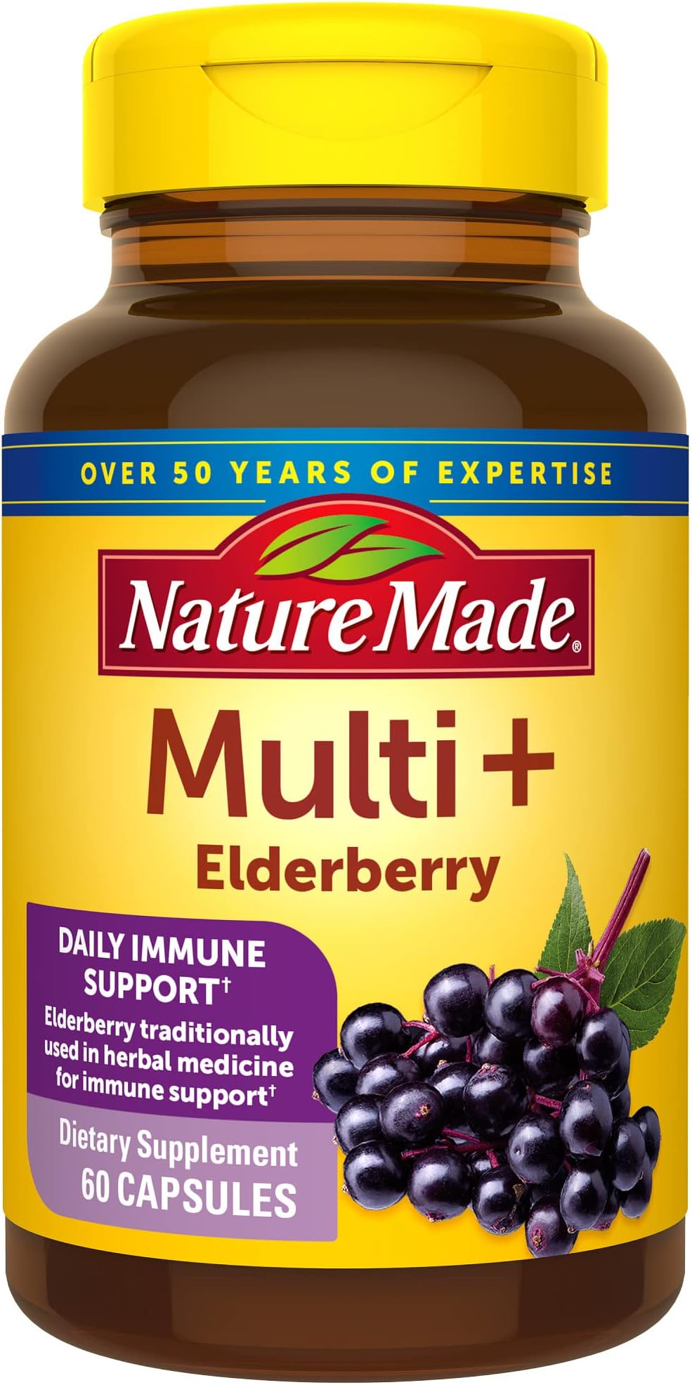 Amazon.com: Nature Made Multi + Elderberry Capsules, Multivitamin for Daily Immune Support, One ...
