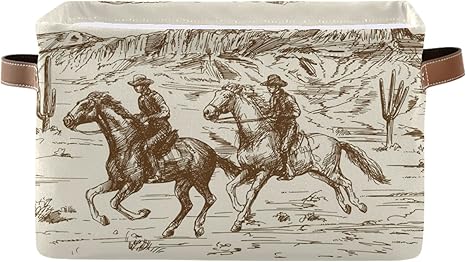 Amazon.com: WELLDAY Storage Basket Western Desert Cowboy Storage Bin ...