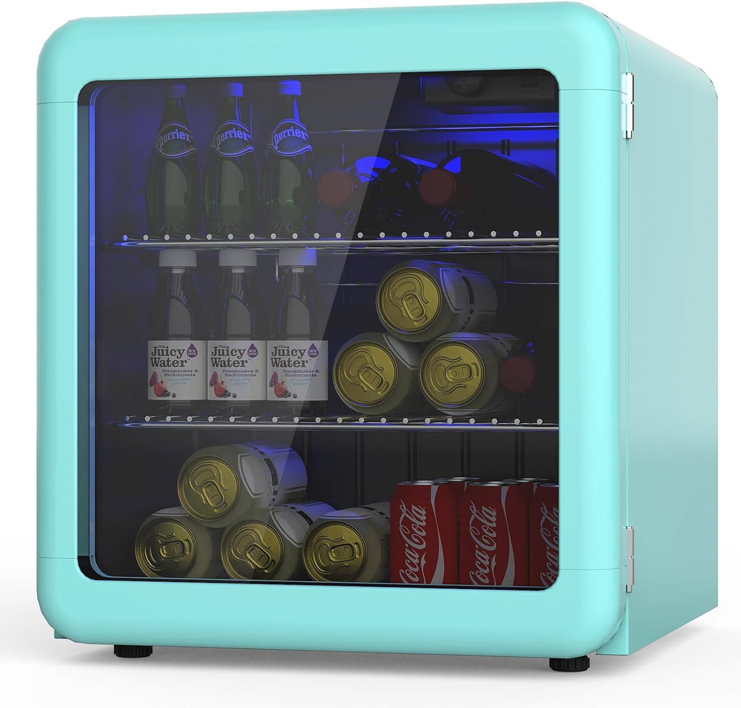 ADVWIN Mini Fridge, 46L Bar Fridges Glass Door Organiser Refrigerator ...