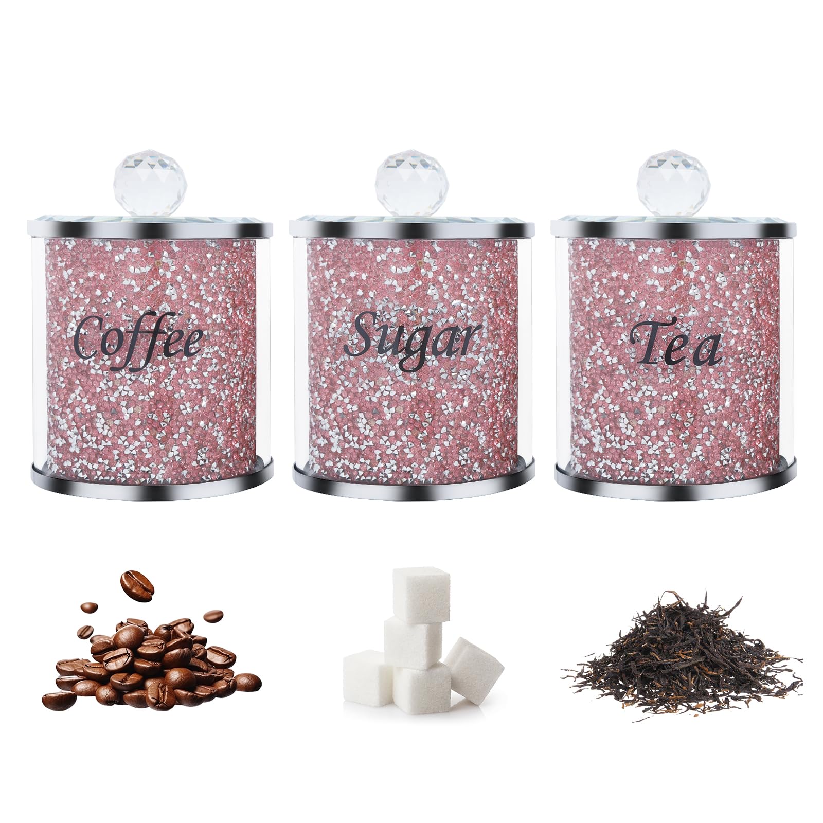 Amazon.com: 36oz Diamond Sugar Flour Tea Coffee Storage Container 3pcs ...