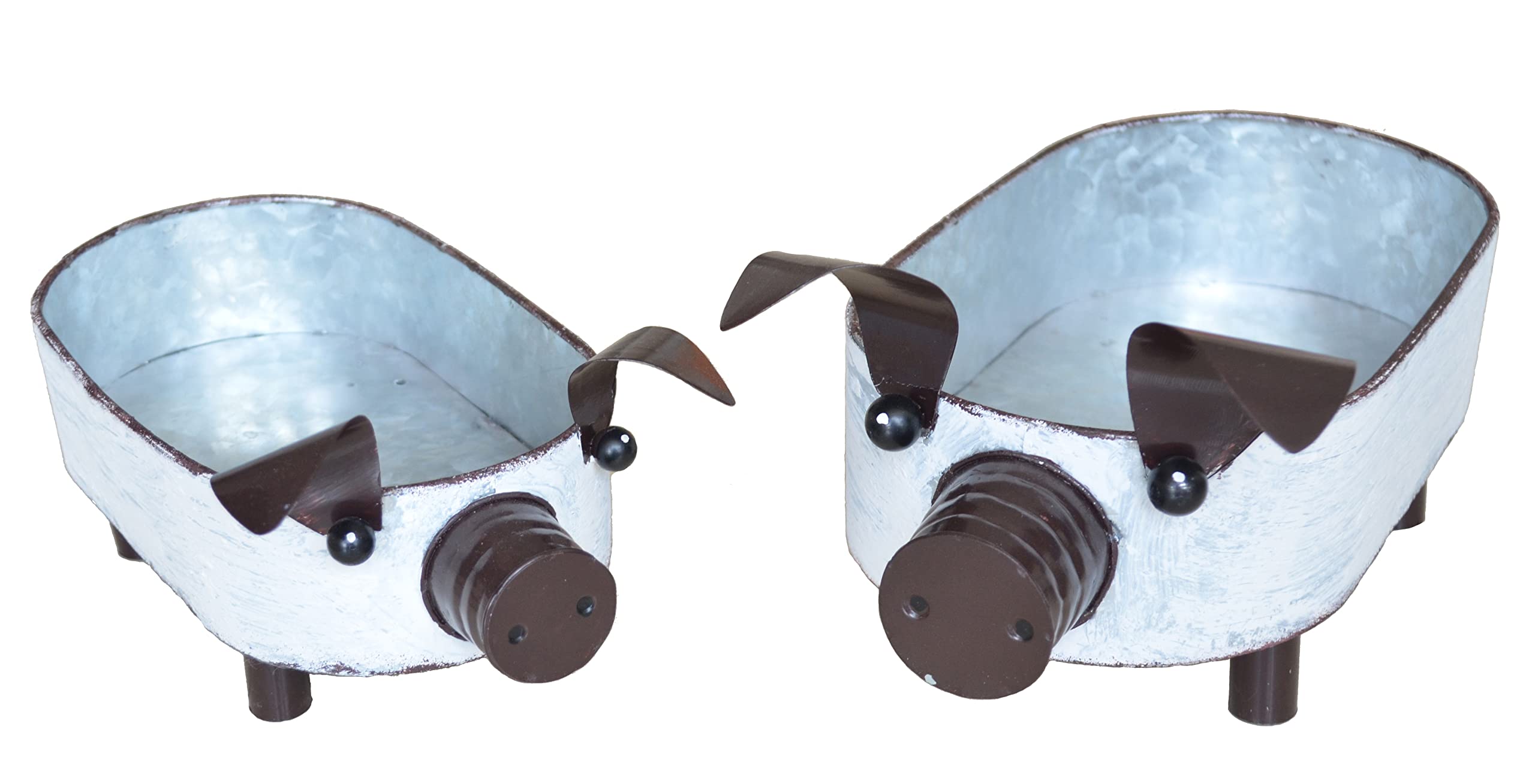 Amazon.com: ShabbyDecor Galvanized Metal White Washed Farmhouse Pig ...