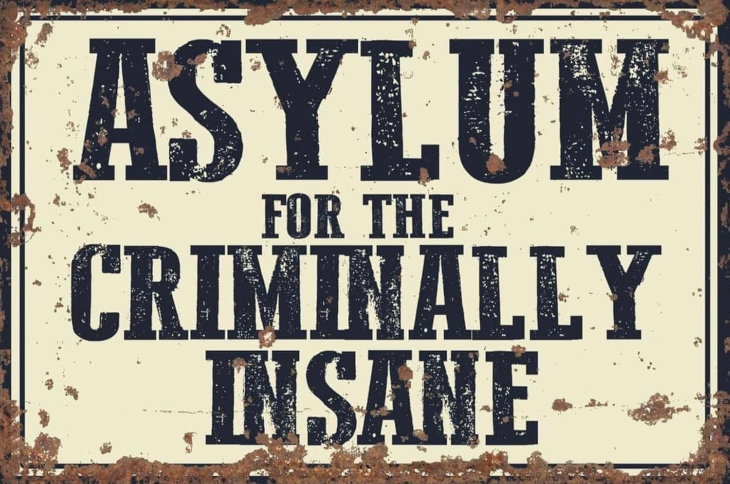 Amazon.com: Nufar Aluminium Sign Vintage Asylum for the Criminally ...