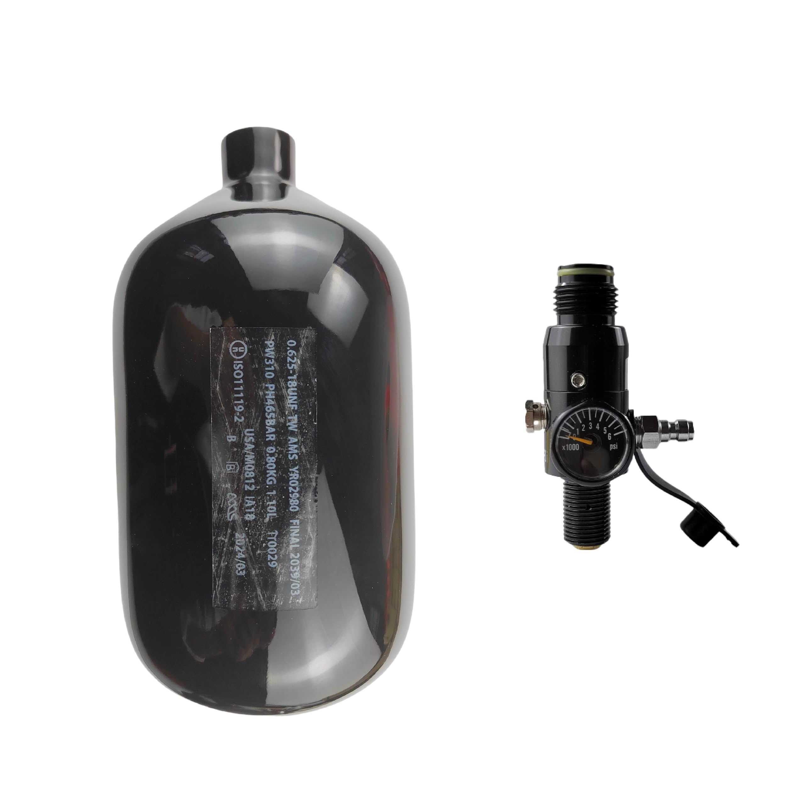 Amazon.com : Pautaca DOT 68ci Carbon Fiber Paintball Tank System,Black ...