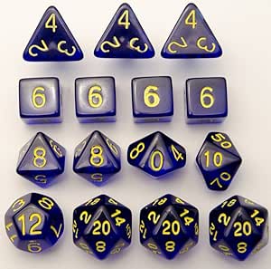 Amazon | Set of 15 Large High-Visibility Polyhedral Dice: Translucent ...