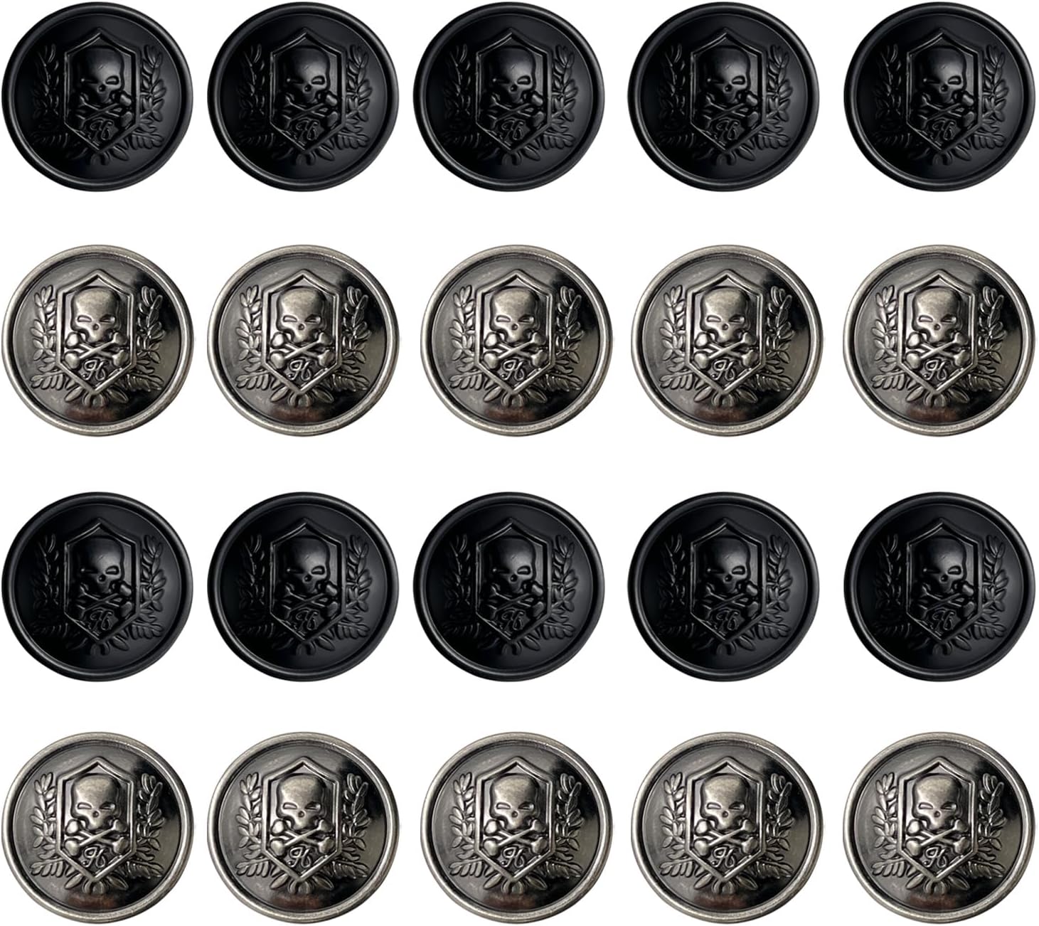 Amazon.com: Bezelry 12 Pieces Skull with Cross Bones Gray Silver Color ...