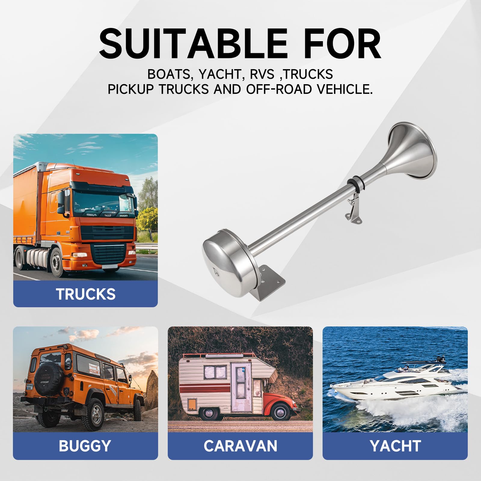 Snapklik.com : BANHAO Marine Boat Horns 12V 150dB Single Trumpet Truck ...