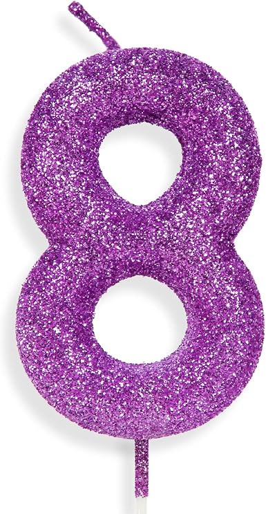Amazon.com: 8th Glitter Birthday Candles, Purple Pink Birthday Number ...