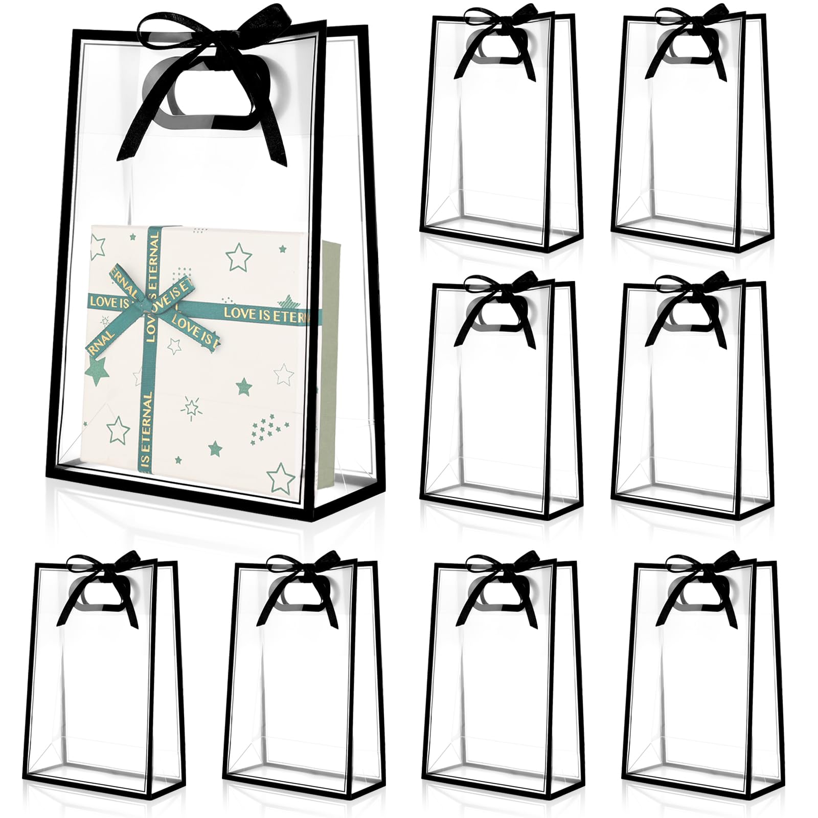 Amazon.com: ALEXPRE 24 Pcs Clear Plastic Gift Bags with Handles 7"x10 ...
