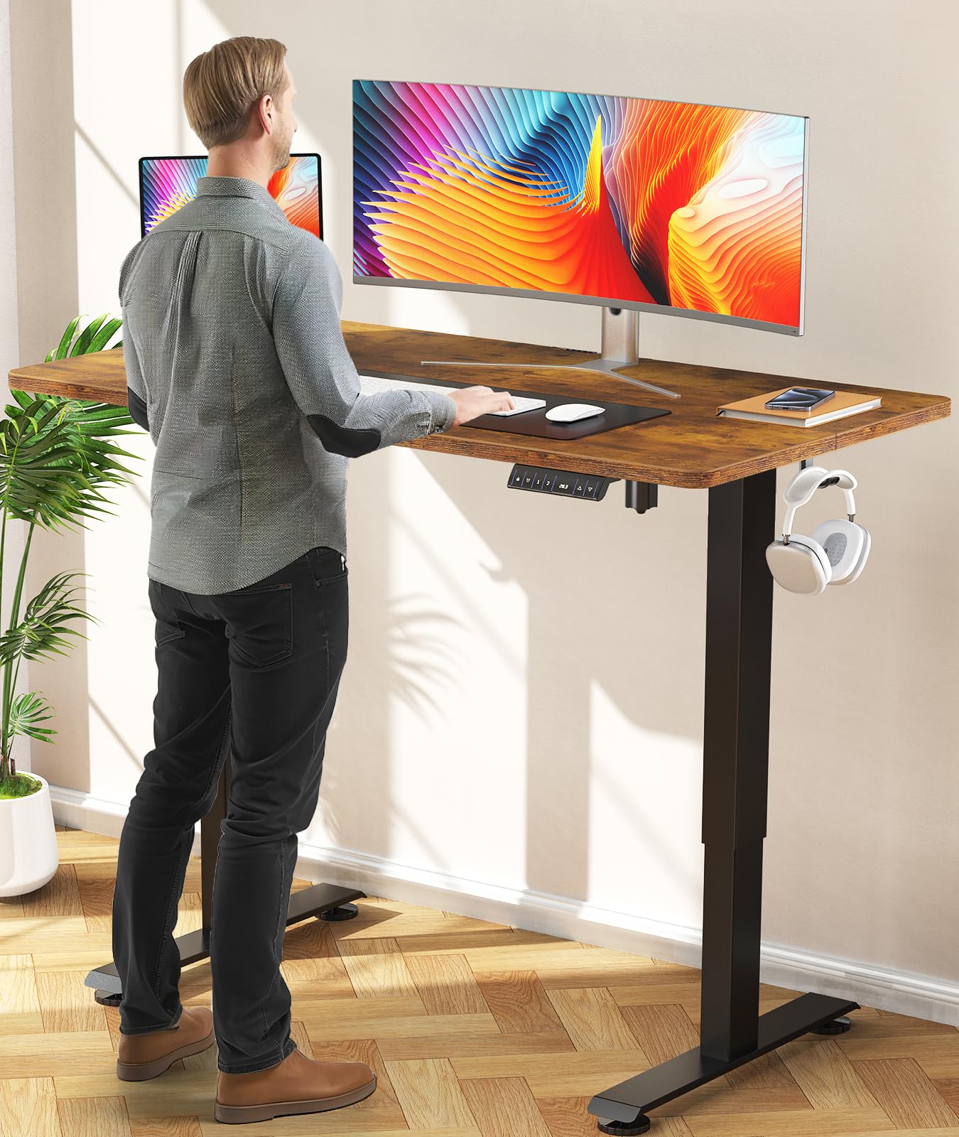 Amazon.com: Veken Electric Standing Desk 47.2 Inch, Height Adjustable ...