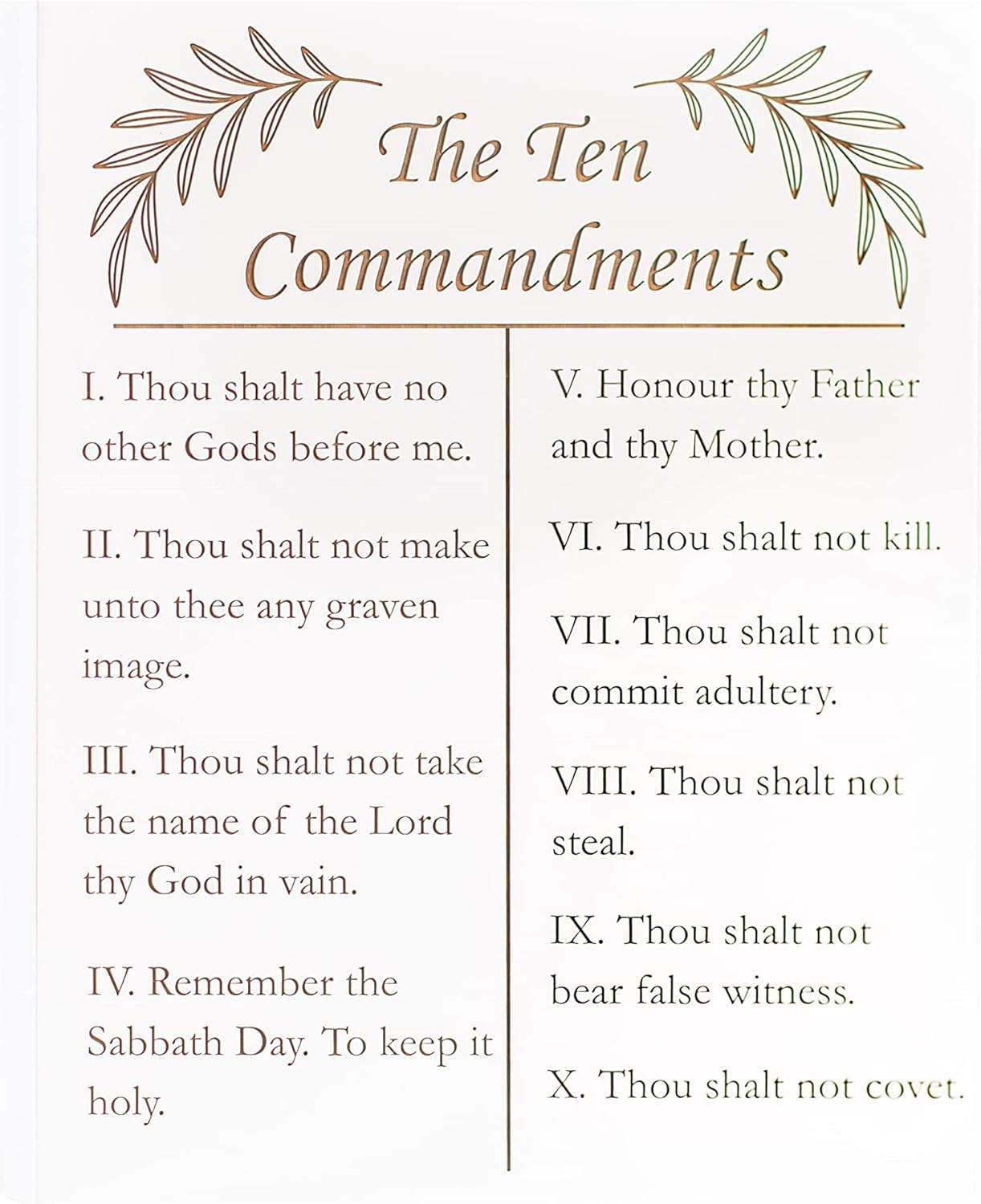 Amazon.com: Ten Commandments Wall Decor - White Wood Religious Art ...