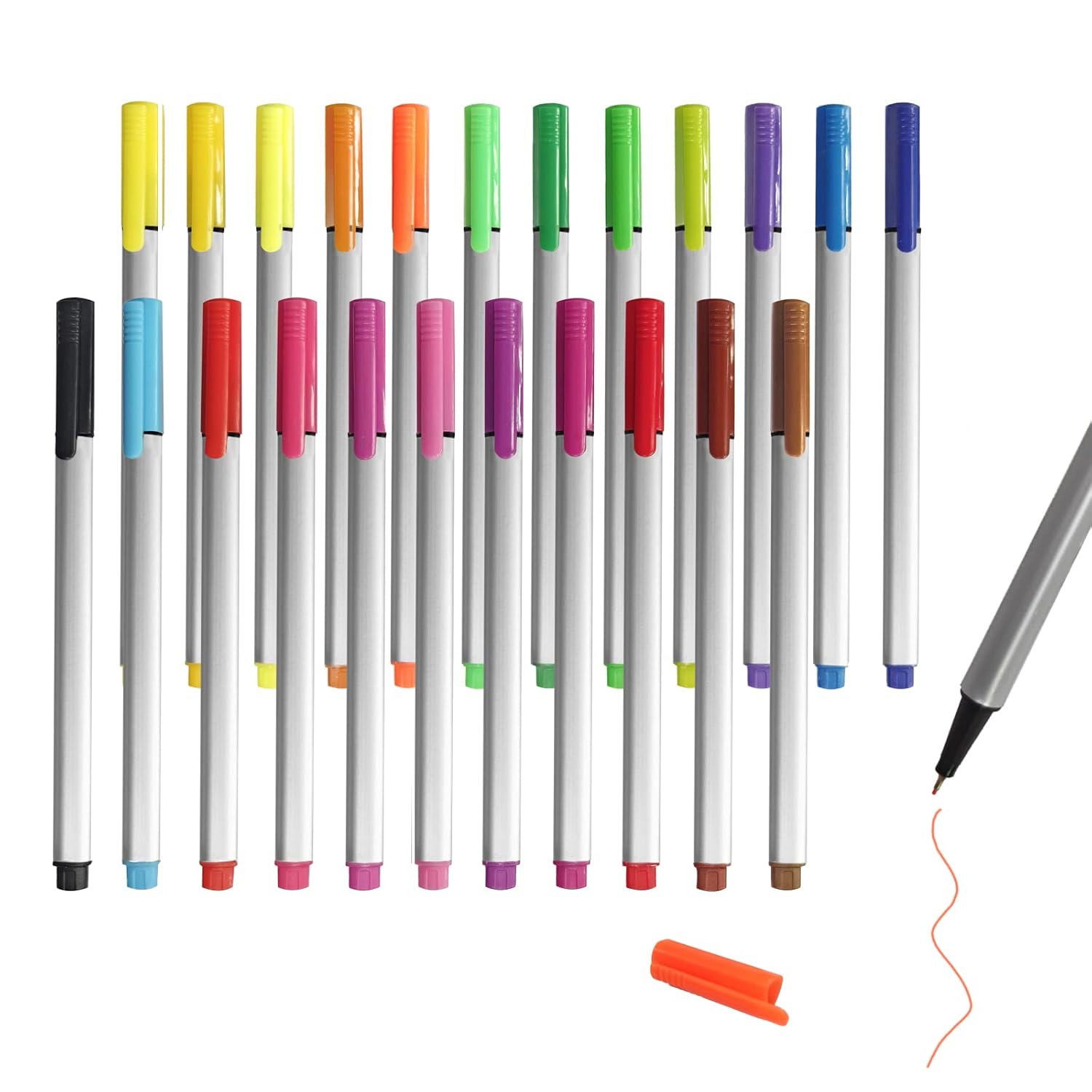 24 Color No Bleed Through Pens Markers Set 0.4 mm Fine Line Colored ...