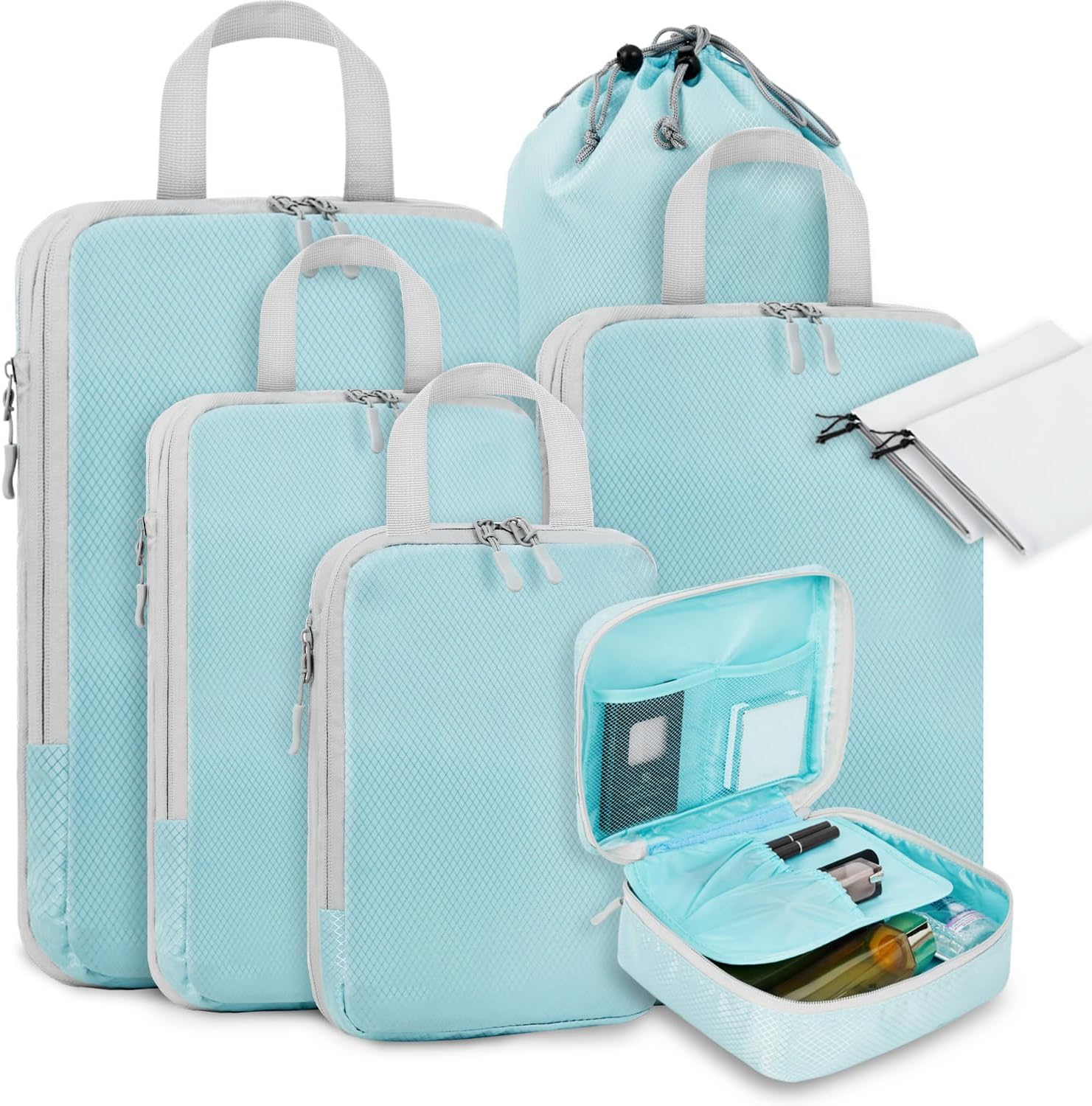 Amazon.com: BESBESME 8 Set Compression Packing Cubes for Suitcases ...