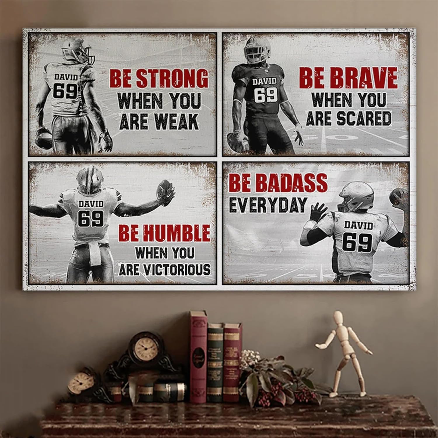Amazon.com: Personalized Be Strong When You Are Weak Football Canvas ...