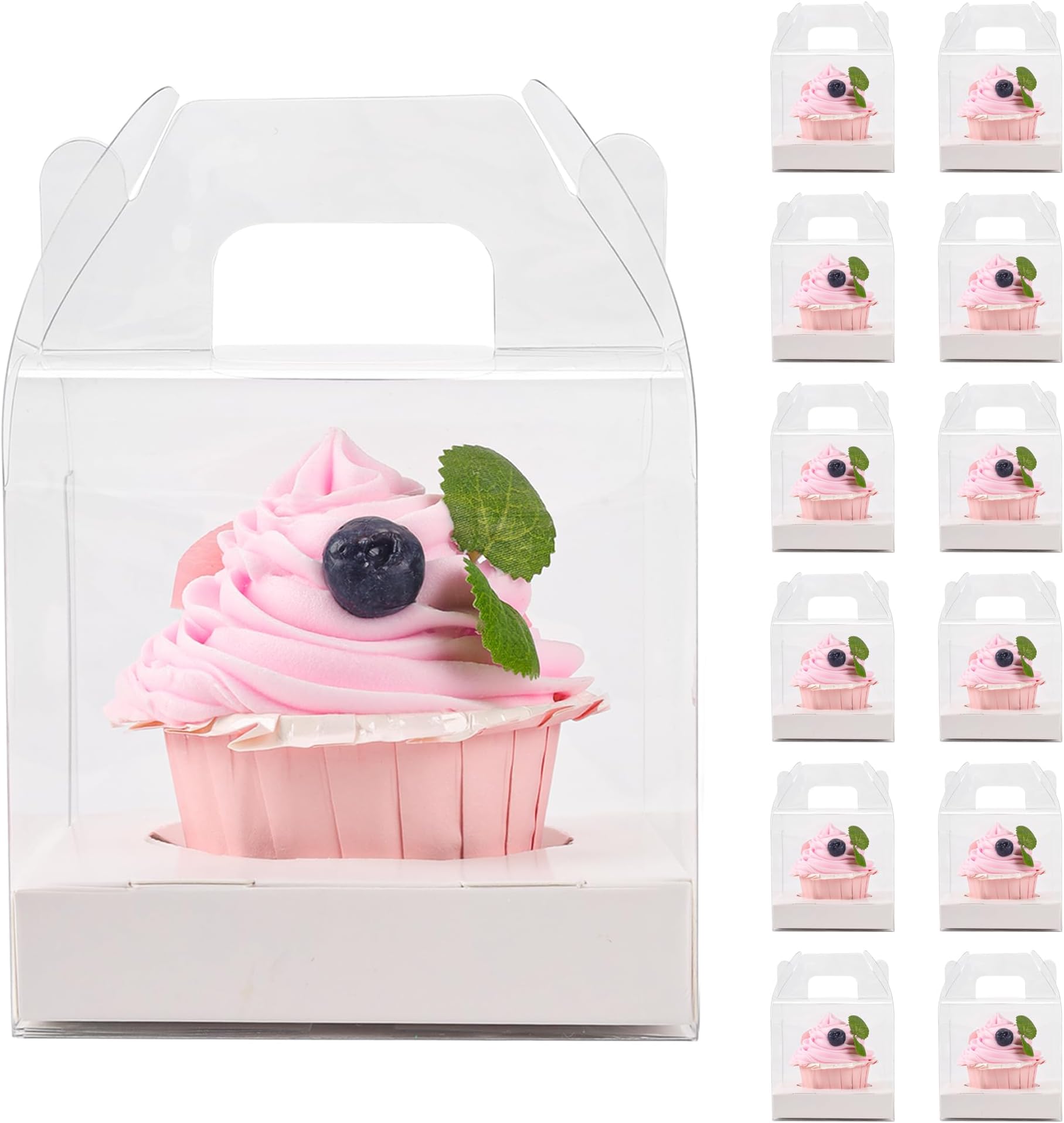 Amazon.com: Zzrywuty 30 Packs Portable Cupcake Boxes Individual with Handle, 3.5x3.5x4.5 Single ...