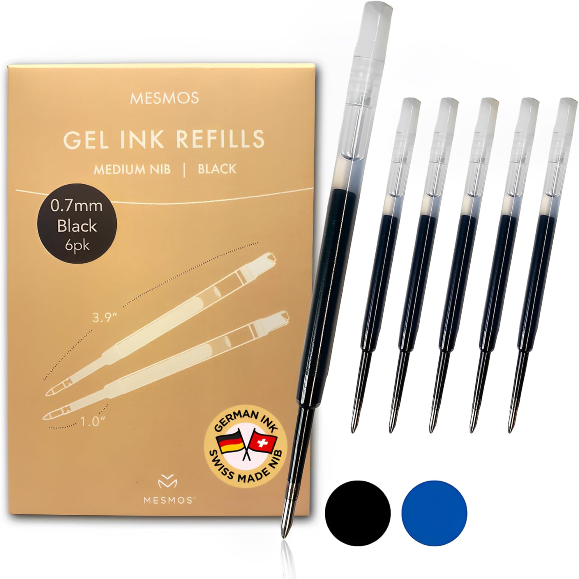 MESMOS 6 Pack 3.9 inch (9.8cm) Pen Refills Ballpoint, Compatible with ...