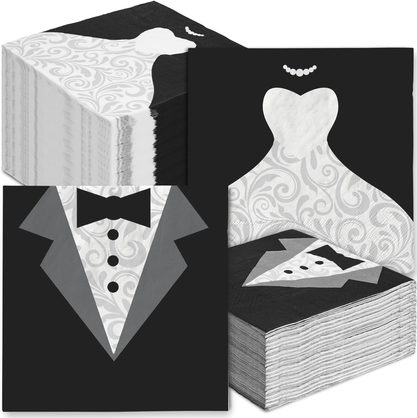 Amazon.com: AnyDesign 100Pcs Wedding Paper Napkins Disposable Bride ...