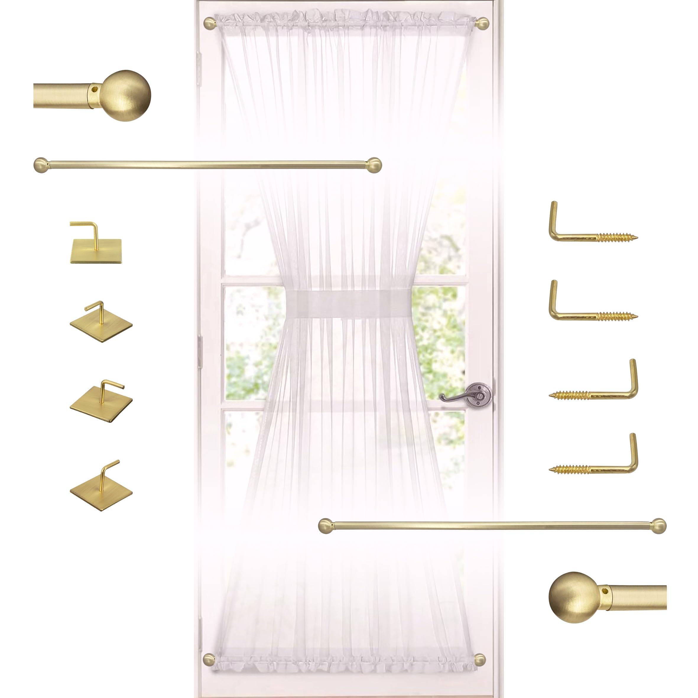 Amazon.com: ARNORX 0.4" French Door Curtain Rods Café Rods Sheer ...