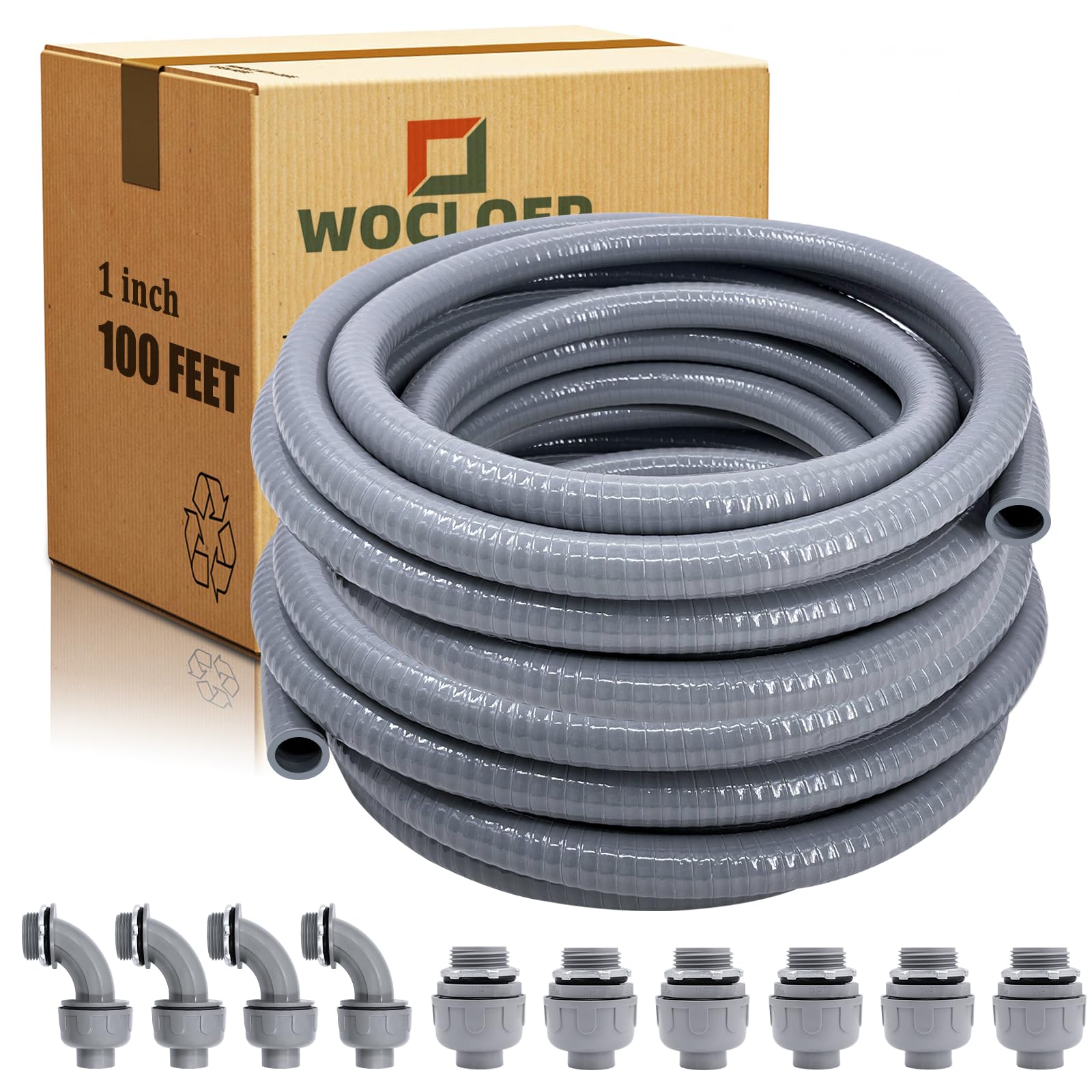 Snapklik.com : Wocloer Liquid-Tight Conduit - 1inch 100 Foot Flexible ...