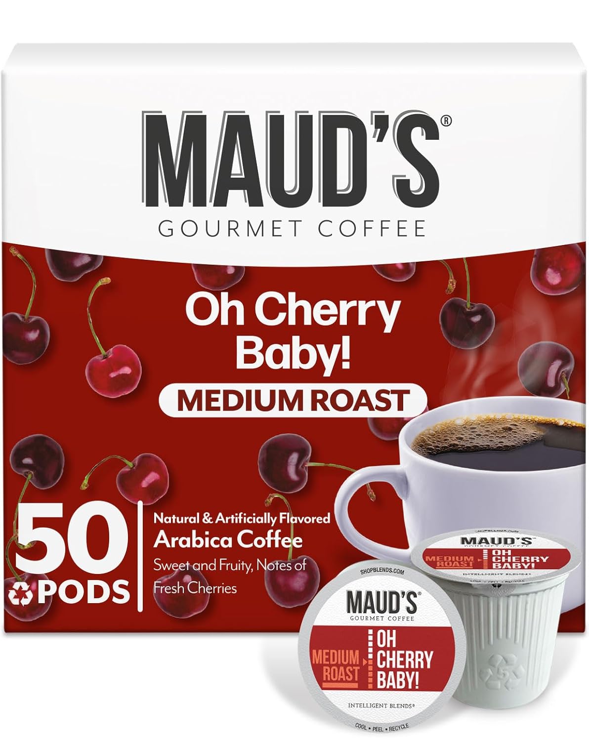 Amazon.com: Maud's Cherry Flavored Coffee Pods, 50 ct, Medium Roast ...