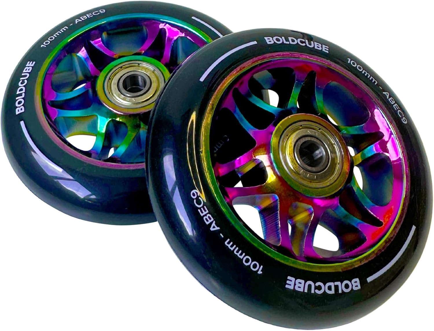 BOLDCUBE Stunt Scooter Wheels 100mm Pair - Pro Stunt Wheels Alloy Core ...