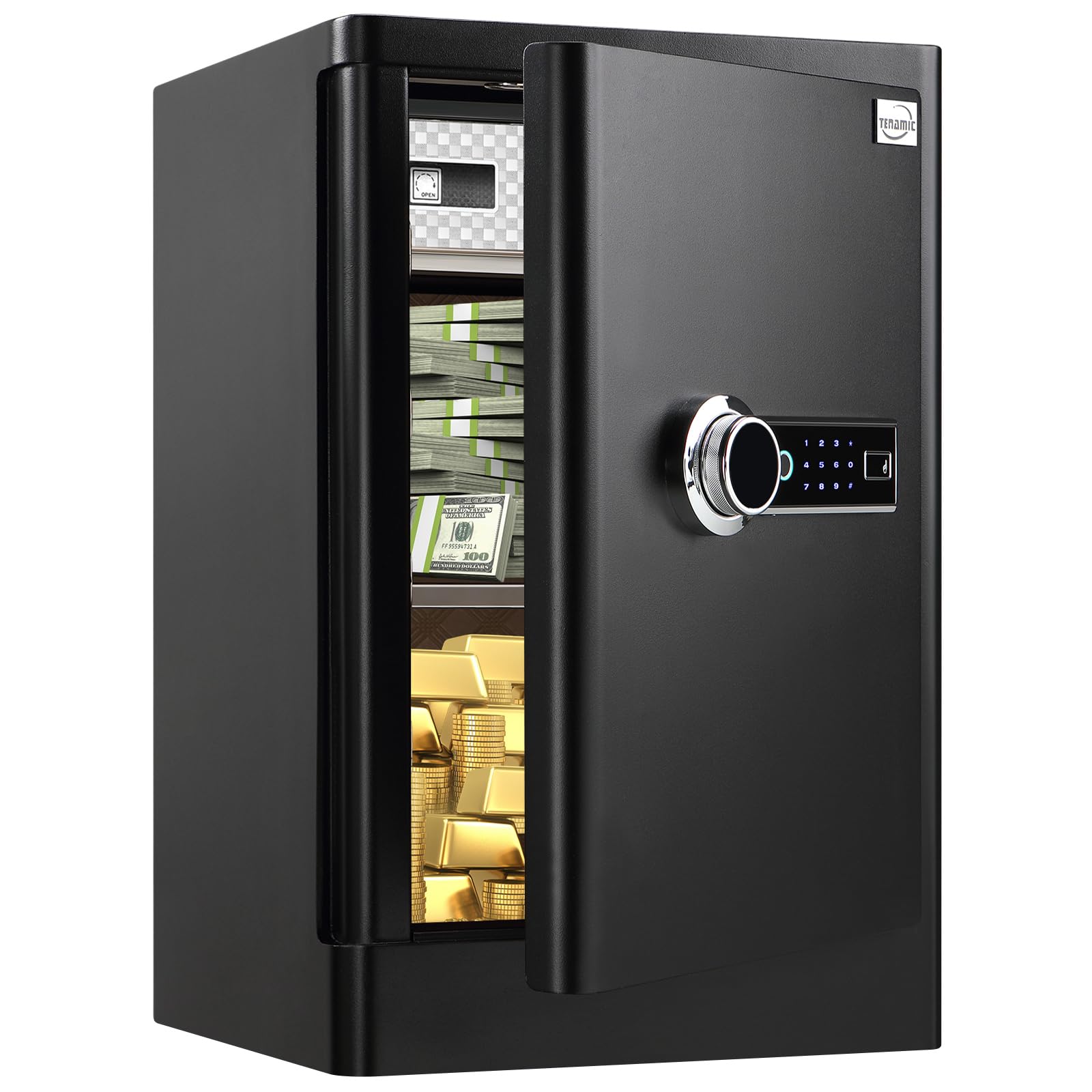 Tenamic Fireproof Fingerprint Safe Box 3.02 Cuft with Separate Lock Box ...