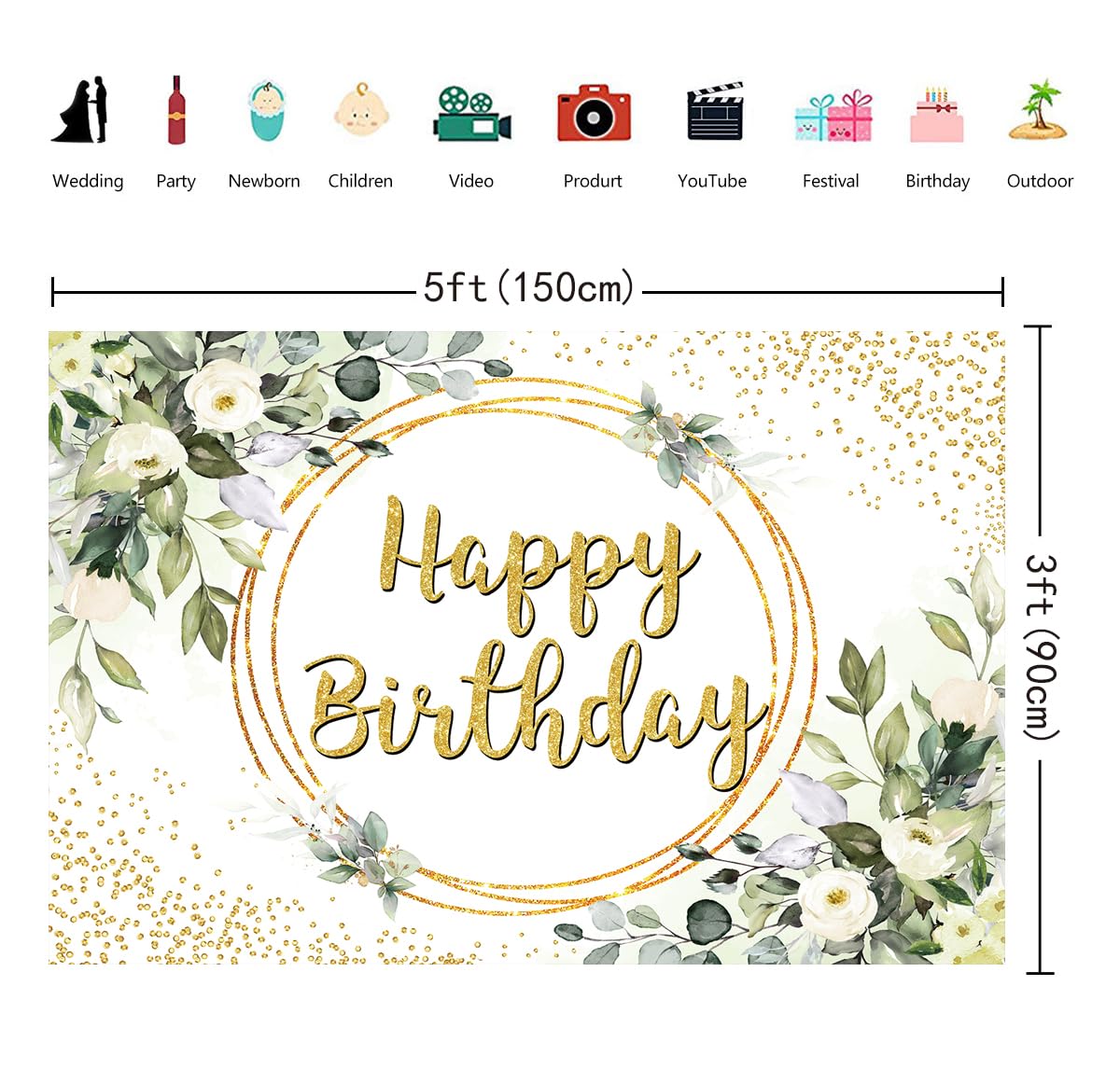 5x3ft Photography Backdrop Greenery Succulent & Eucalyptus Leaves Photo ...