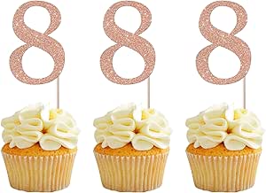 Amazon.com: Rsstarxi 36 Pack Number 8 Cupcake Toppers 8th Birthday ...