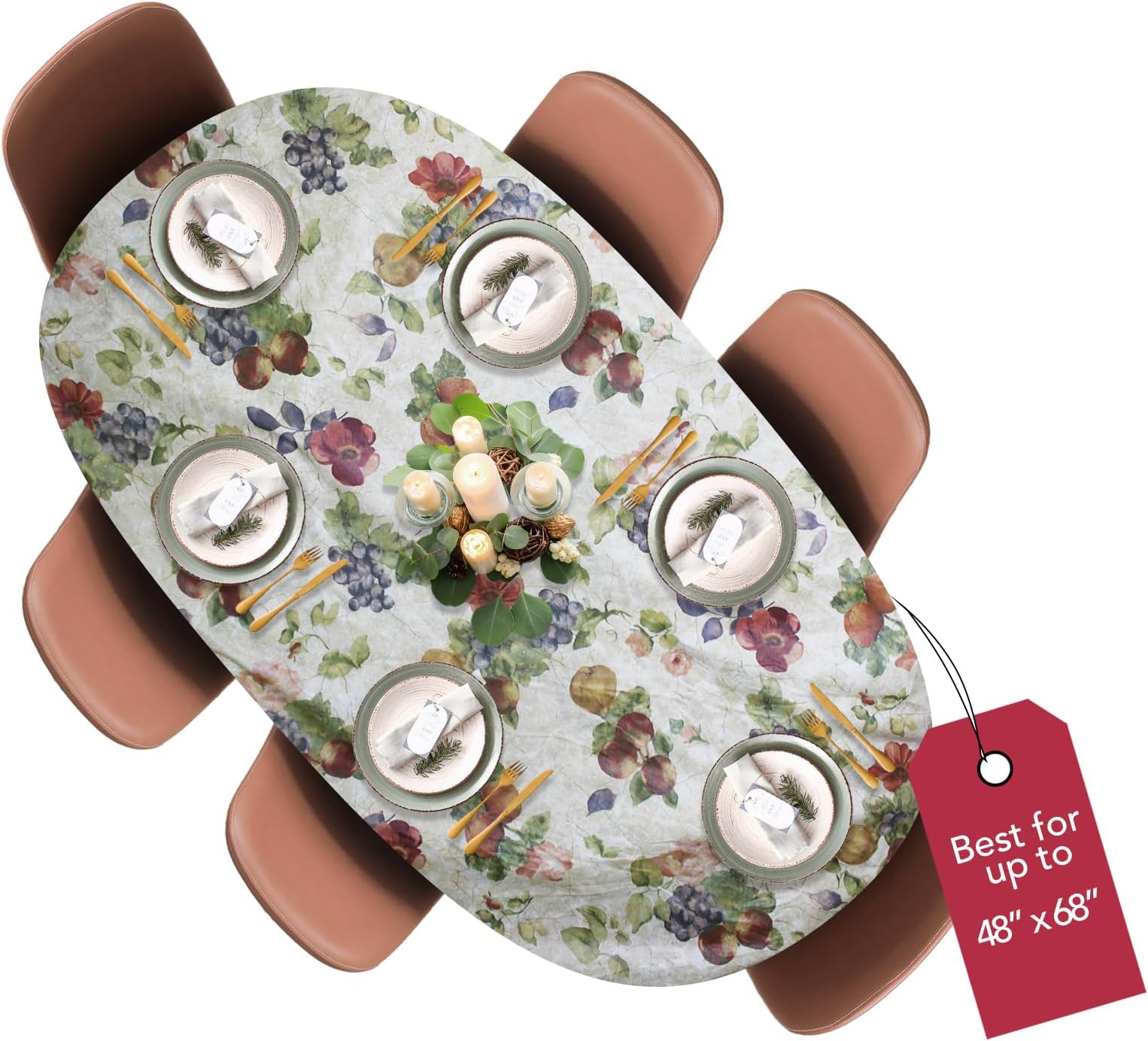 Amazon.com: Pioggia Oval Classic Elastic Edged Flannel Backed Vinyl ...