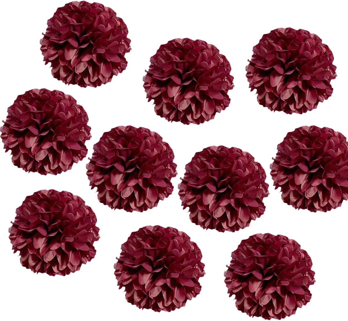 Amazon.com: 10pcs 10in Paper Pom Poms Burgundy Tissue Paper Balls ...