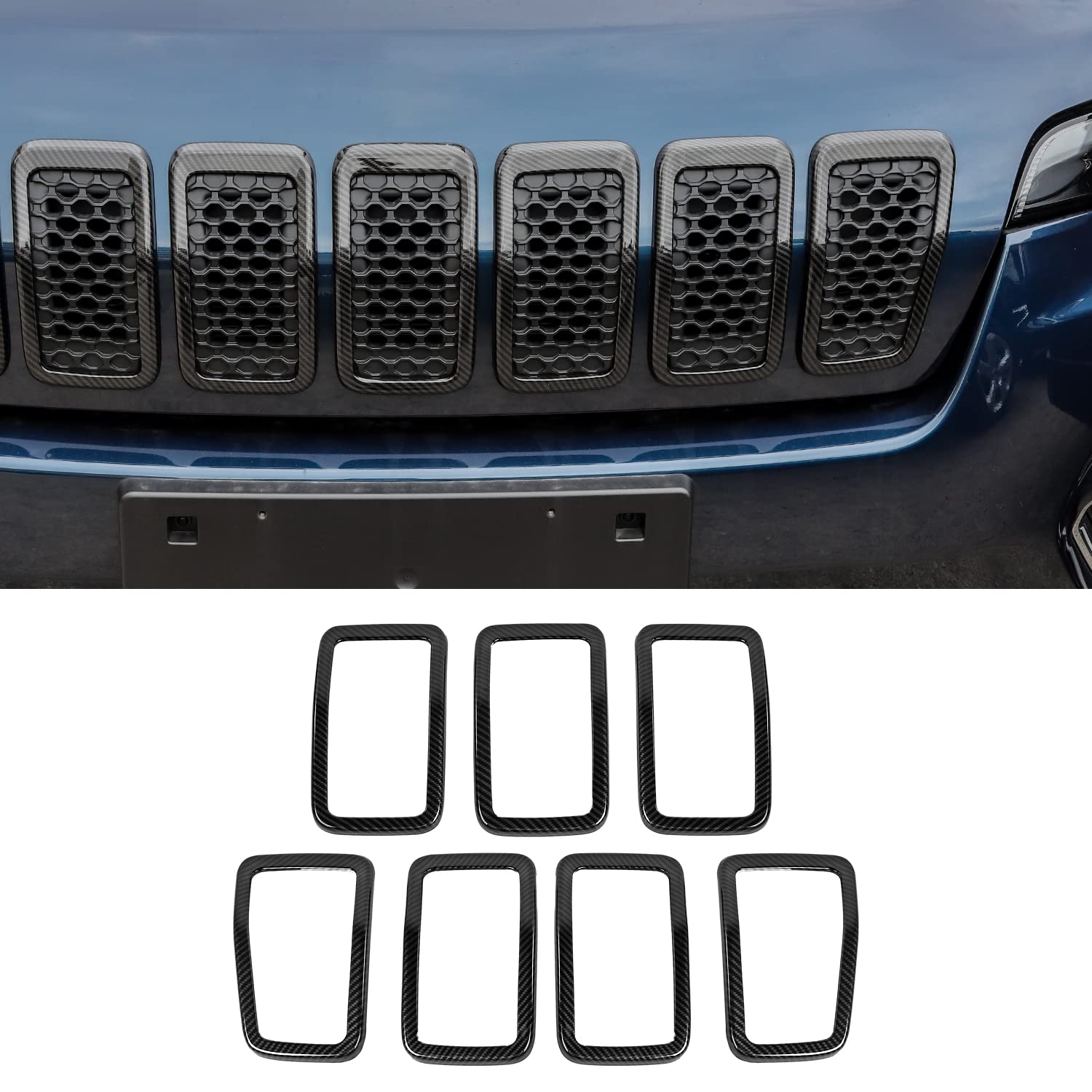 Amazon.com: JeCar for Jeep Cherokee Grill Inserts, Front Grille Inserts ...
