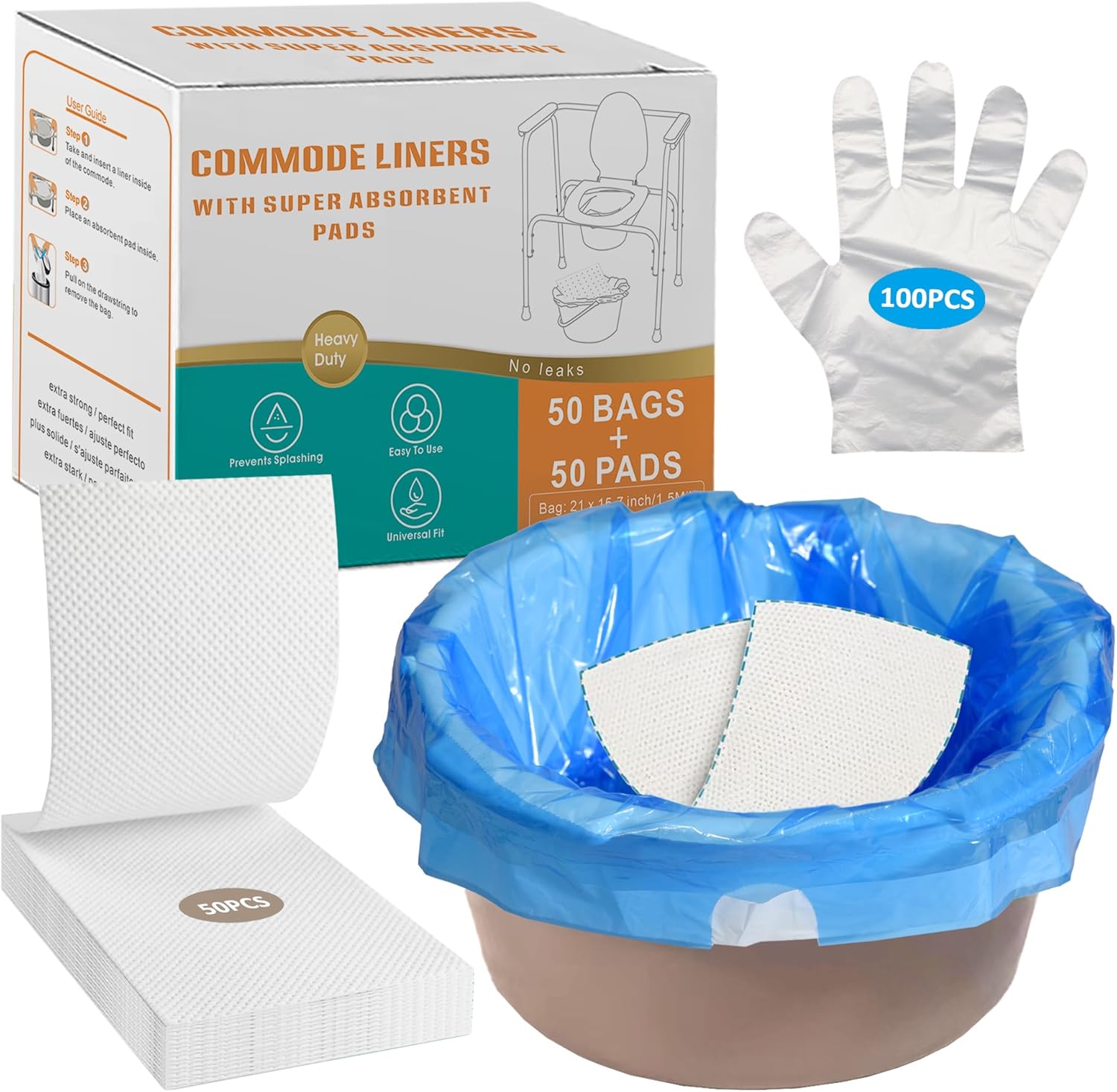 Amazon.com: Joylake Bedside Commode Liners with Absorbent Pads ...